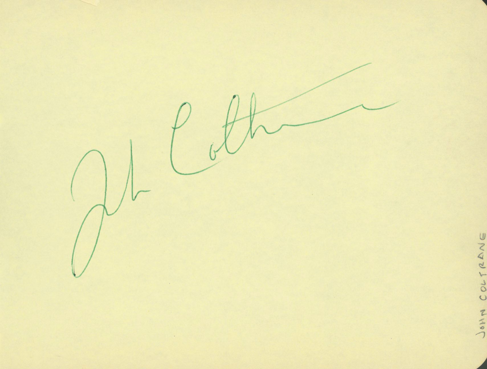 John Coltrane signature cut. GFA Authenticated