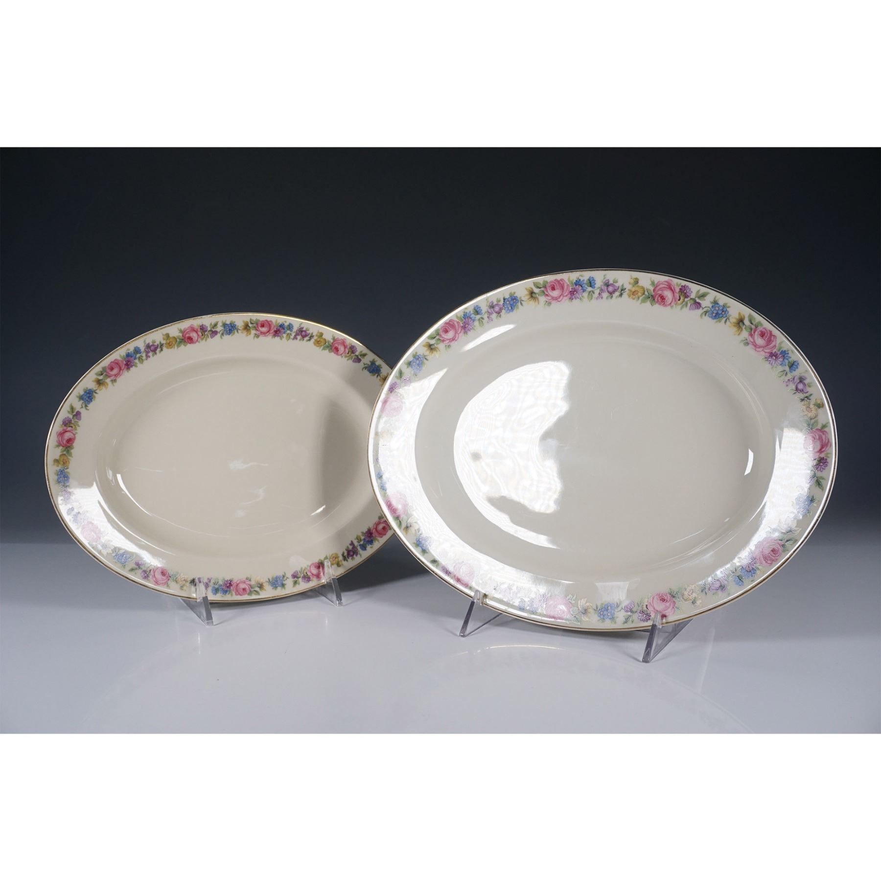 2pc Rosenthal China Platters, Floral Rim Pattern