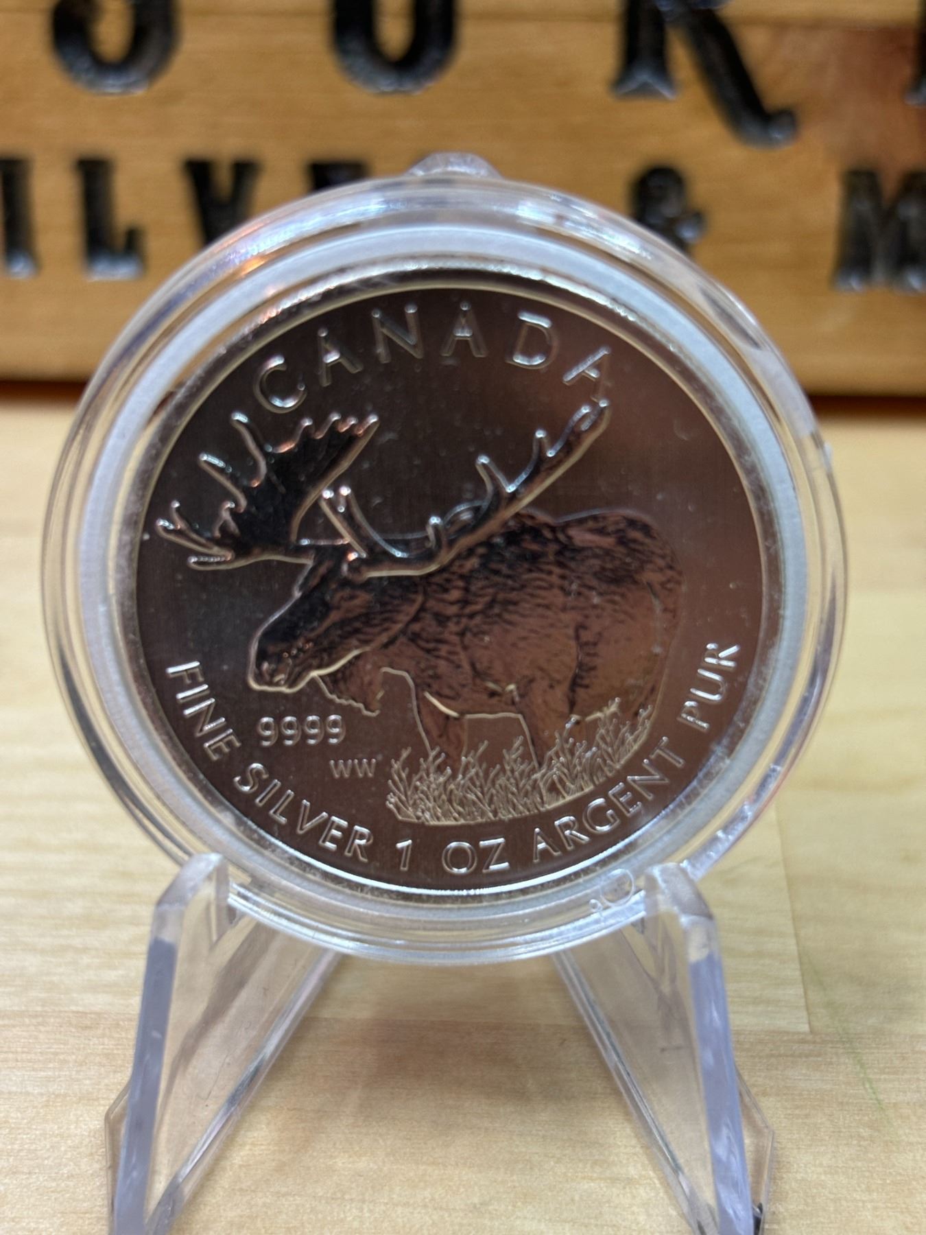 Lot 63-1) 1 oz Canadian Moose silver coin