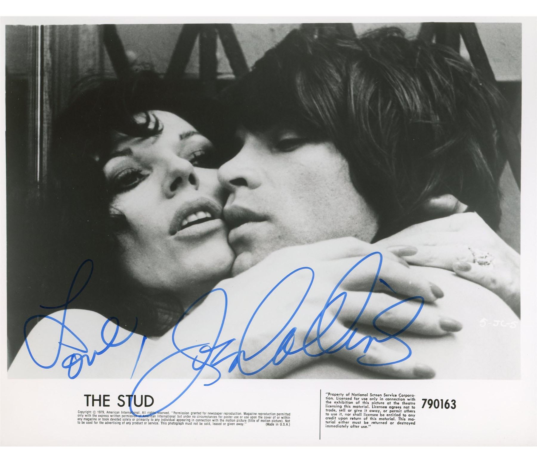 Joan Collins signed The Stud movie still