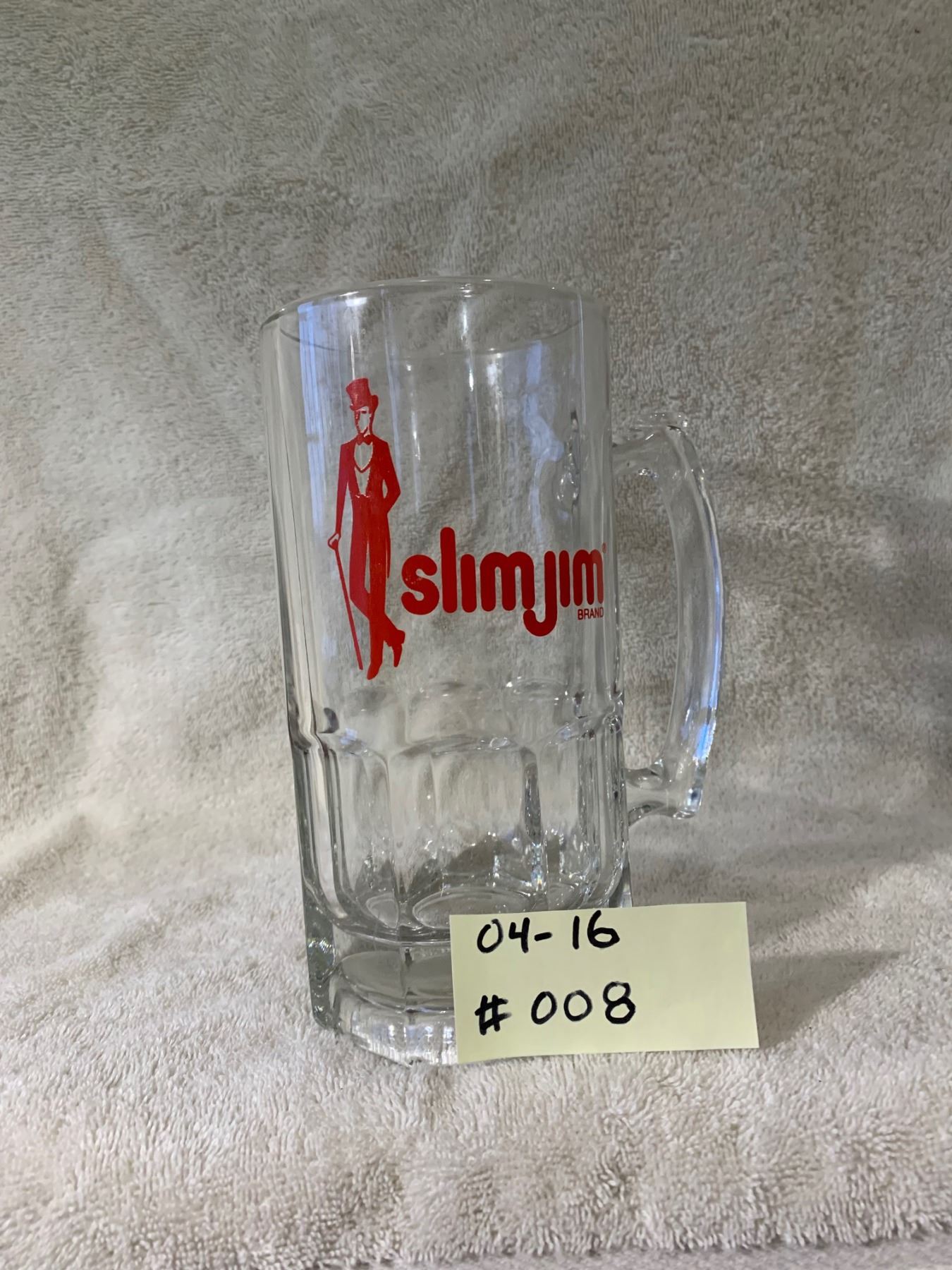 8" Slim Jim Beer Jock 1980's 32oz - Schmalz Auctions