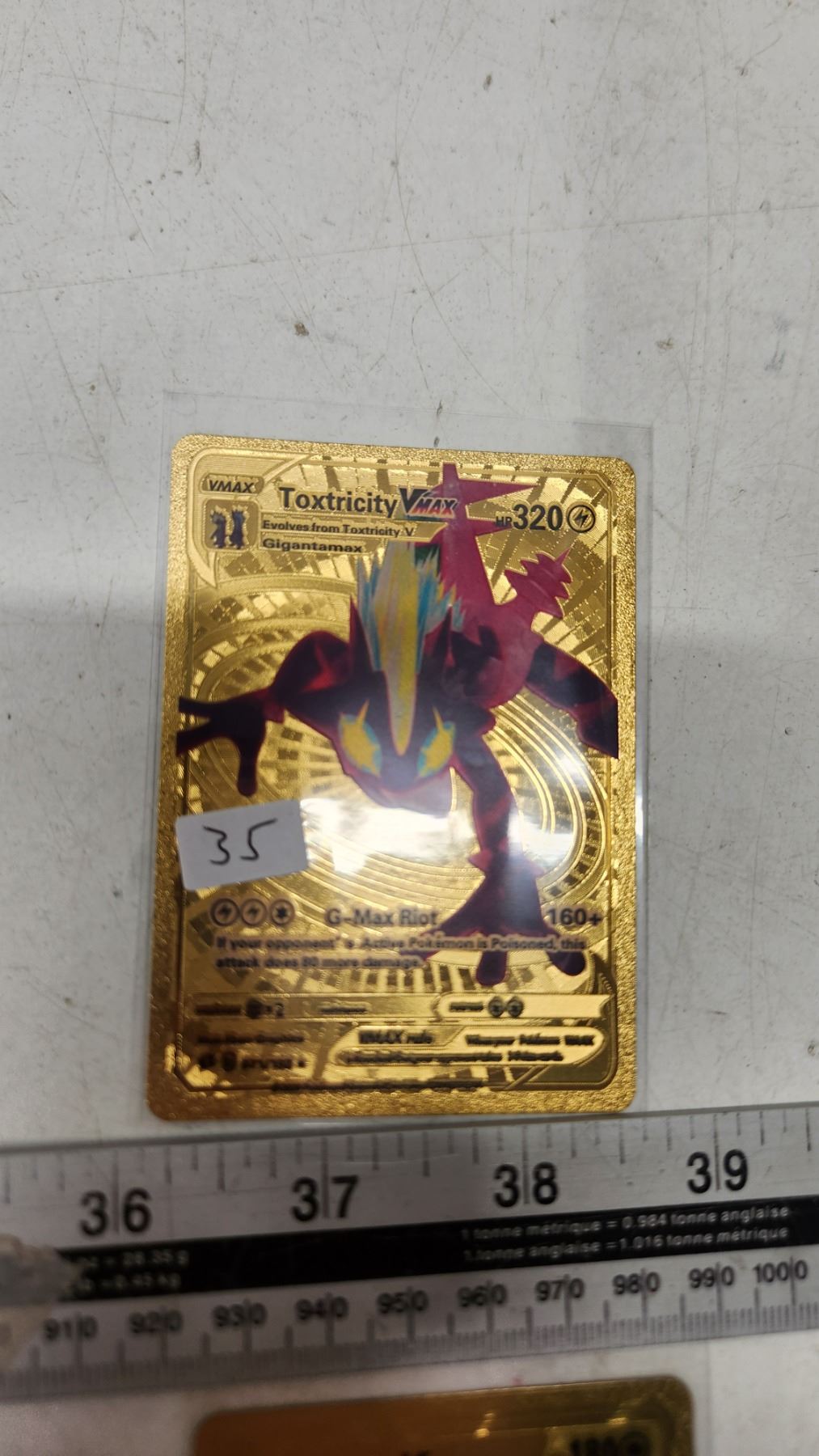 Toxtricity Vmax gold metallic pokemon card unofficial