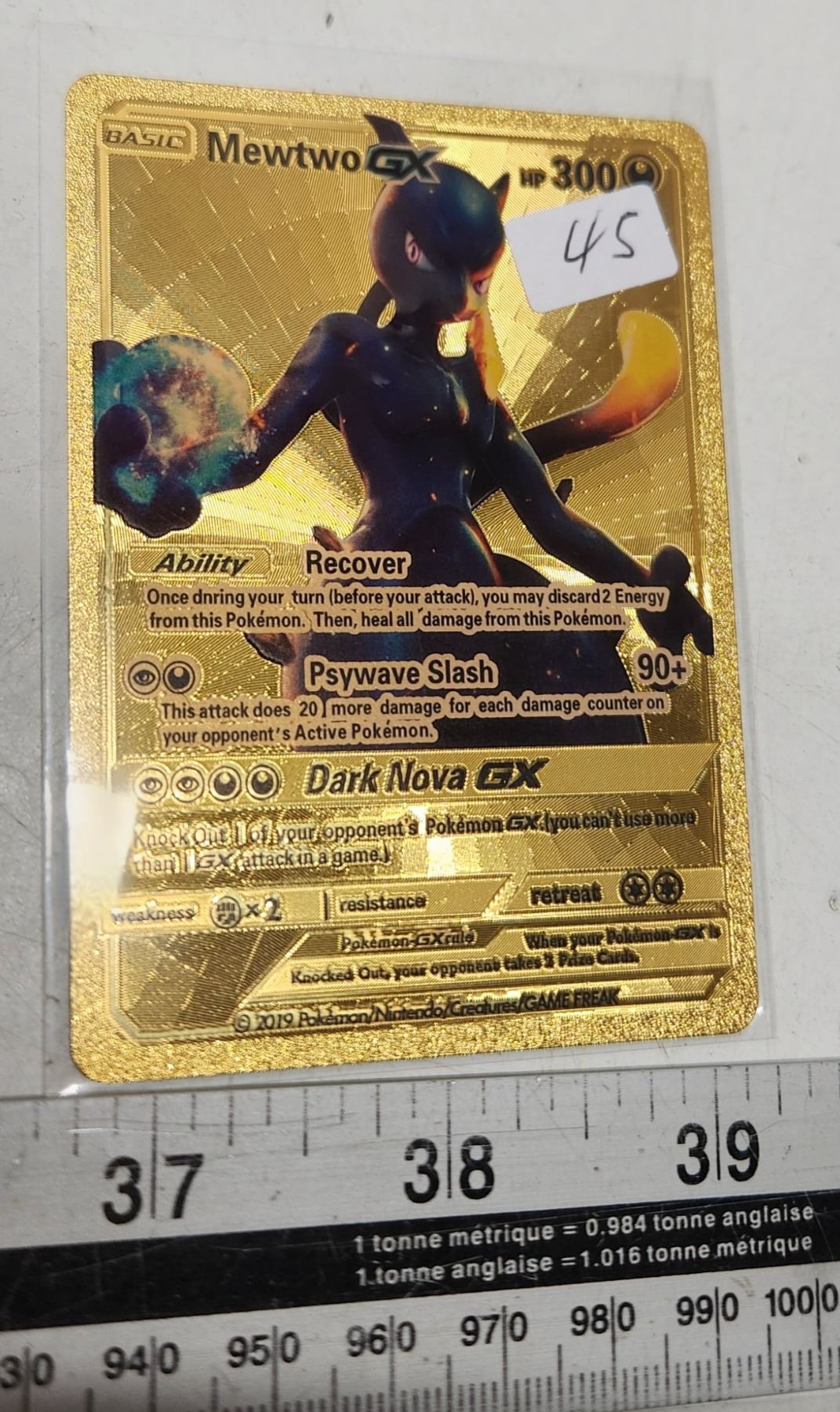 MewTwo GX gold metallic pokemon card unofficial