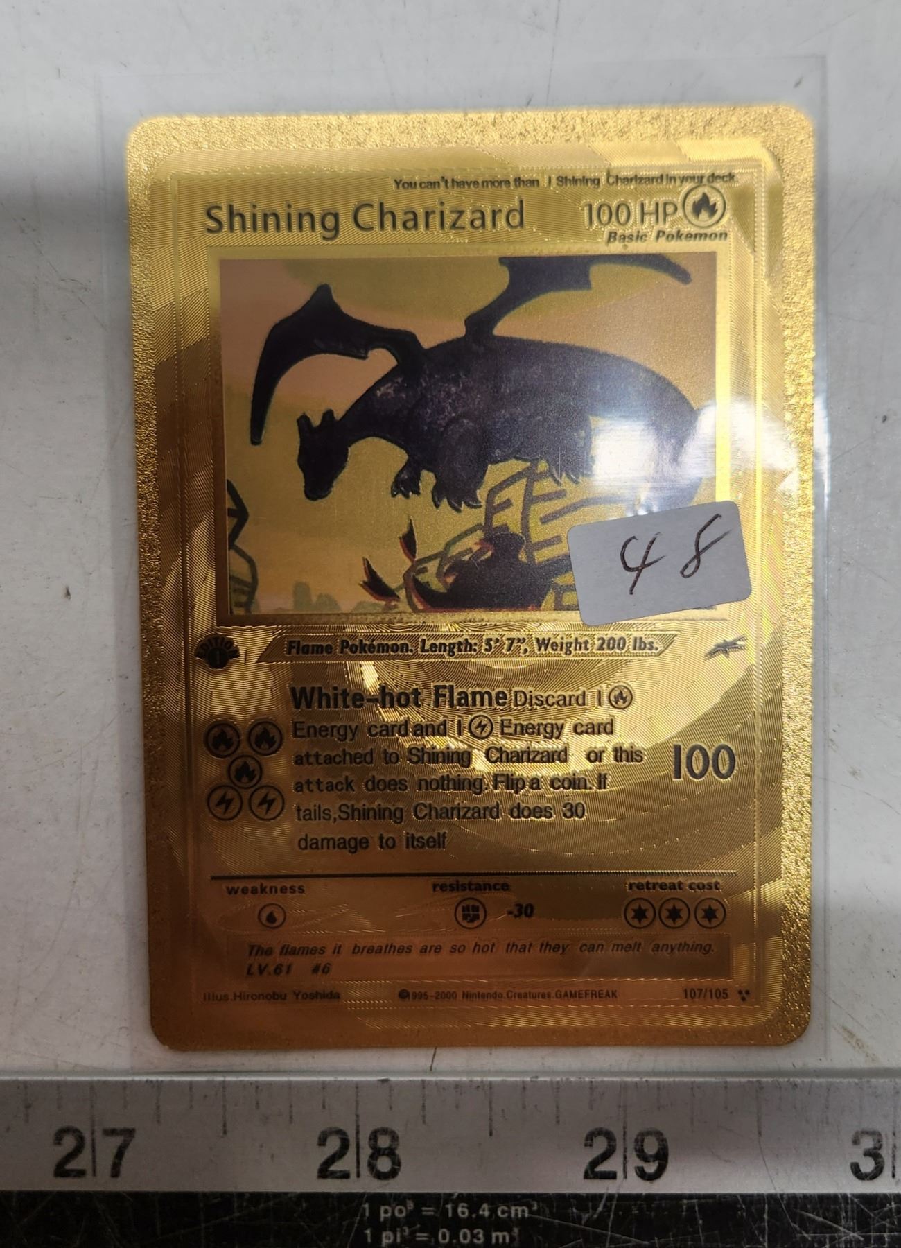 Shining Charizard gold metallic pokemon card unofficial - Schmalz Auctions