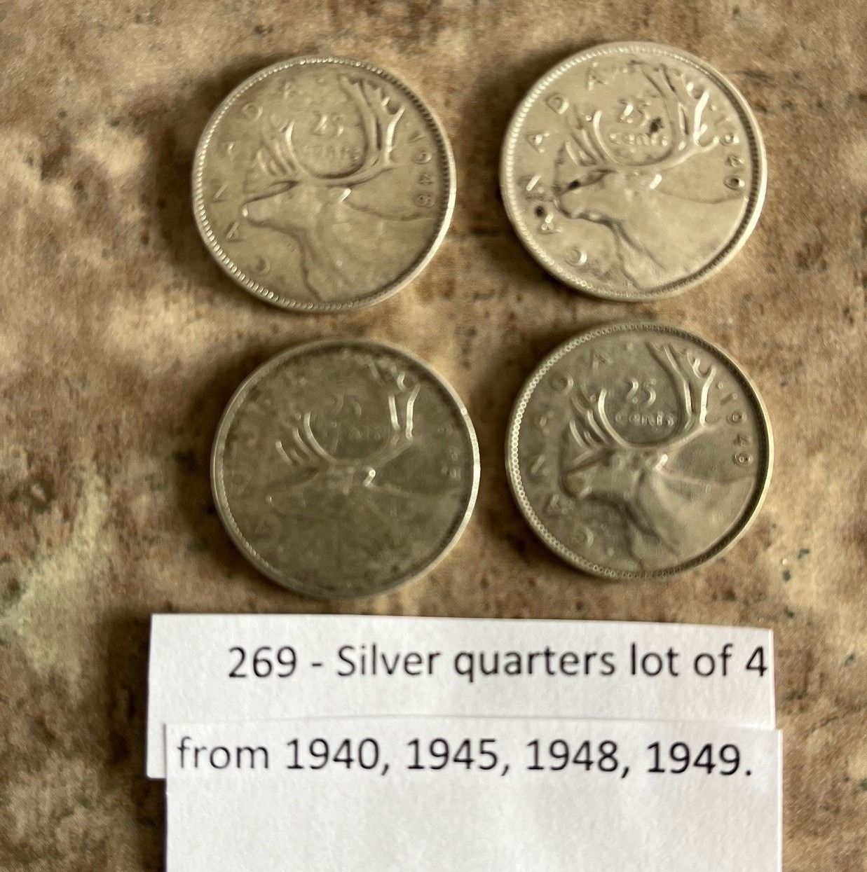 lot of 4 silver quarters from 1940,1945,1948,1949 - Schmalz Auctions