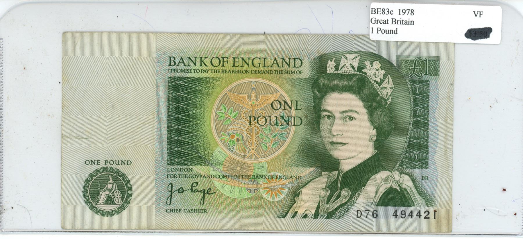 1978 British 1 pound bill- VF - Schmalz Auctions