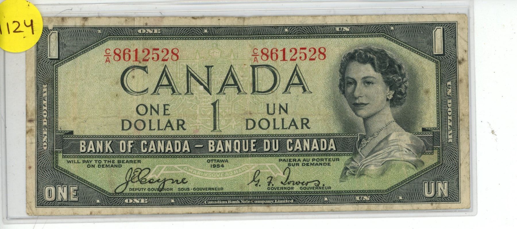 1954 Canada Devil's Face $1 Bill, Coyne/Towers (#C/A 8612528) - Schmalz ...