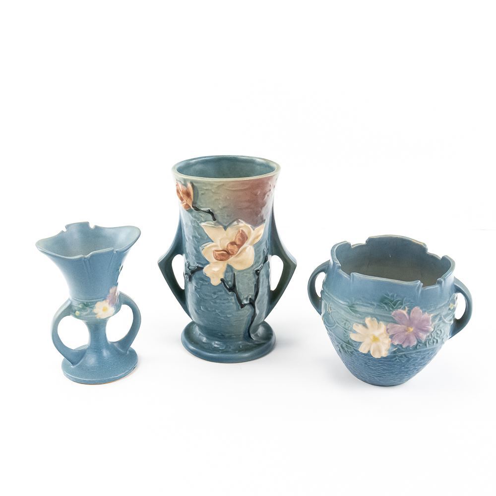 Roseville Magnolia & Cosmos Vases