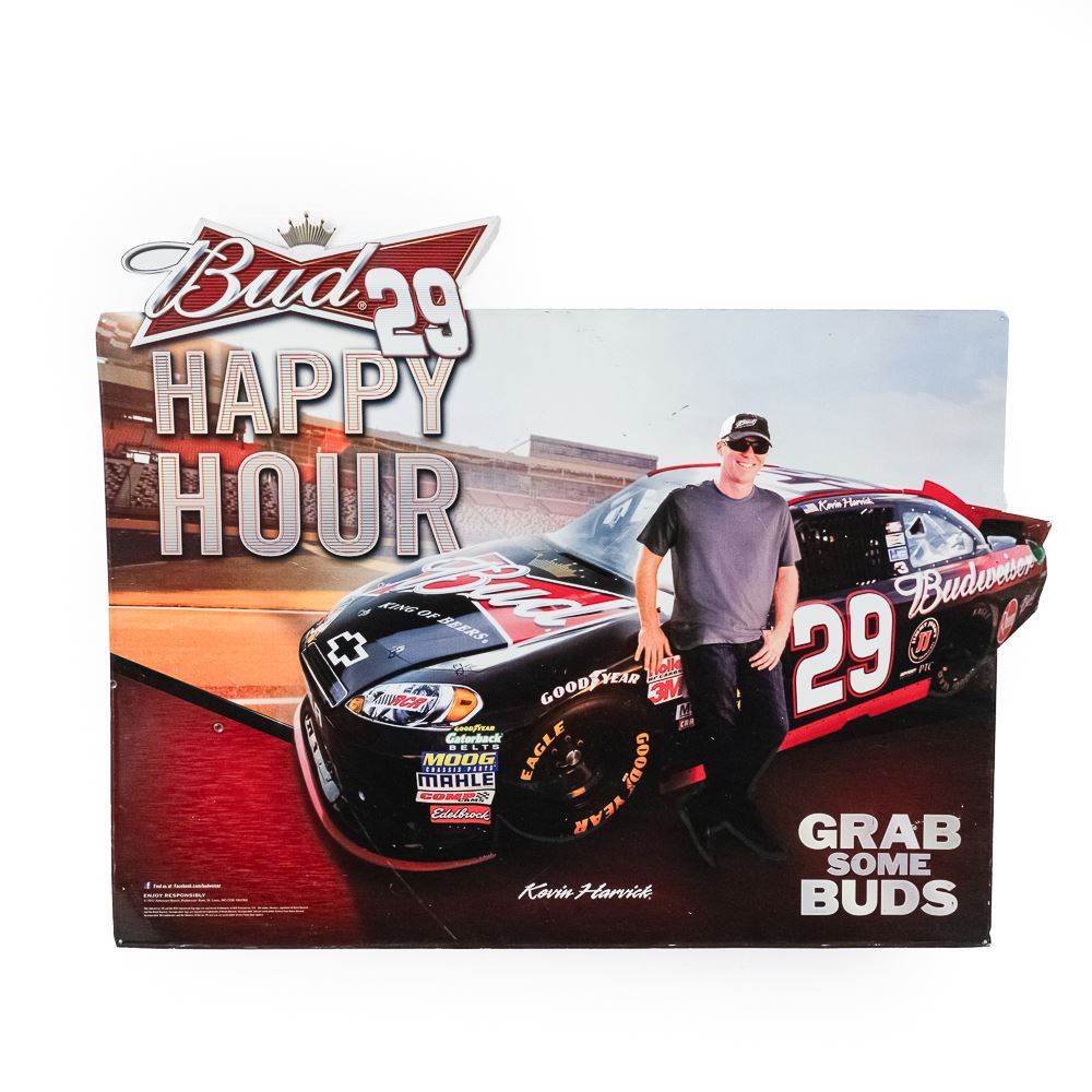 NASCAR Kevin Harvick Happy Hour Tin Budweiser Sign