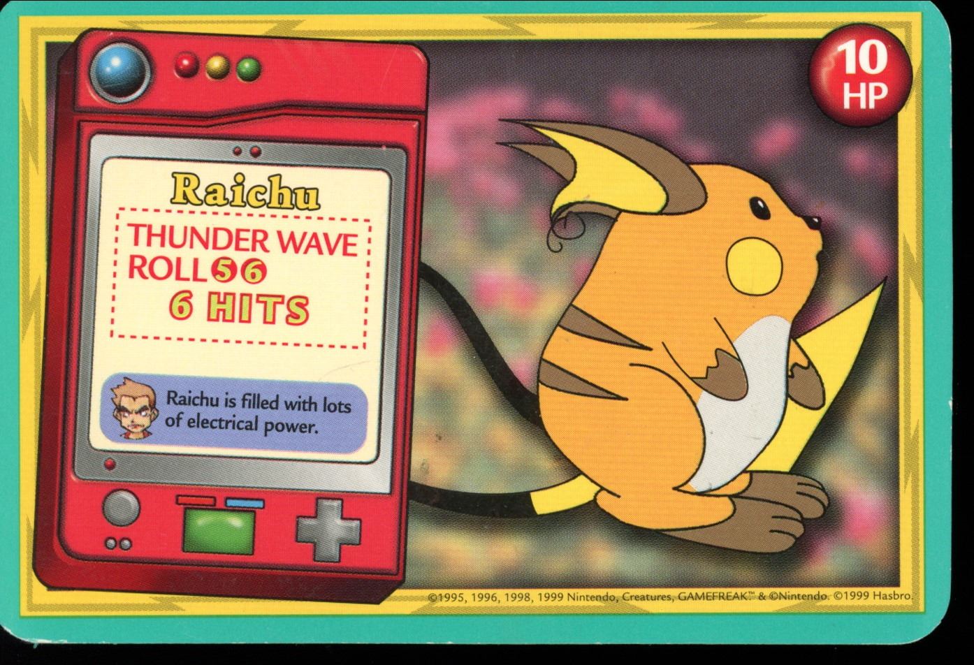Pokemon JR Adventure 3.5" x 4.5" Game Card Raichu