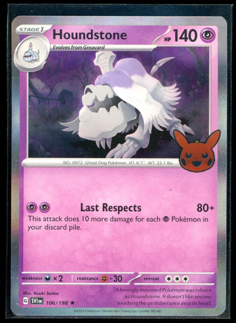 Pokemon Houndstone - 106/198 - Rare Holo Scarlet & Violet