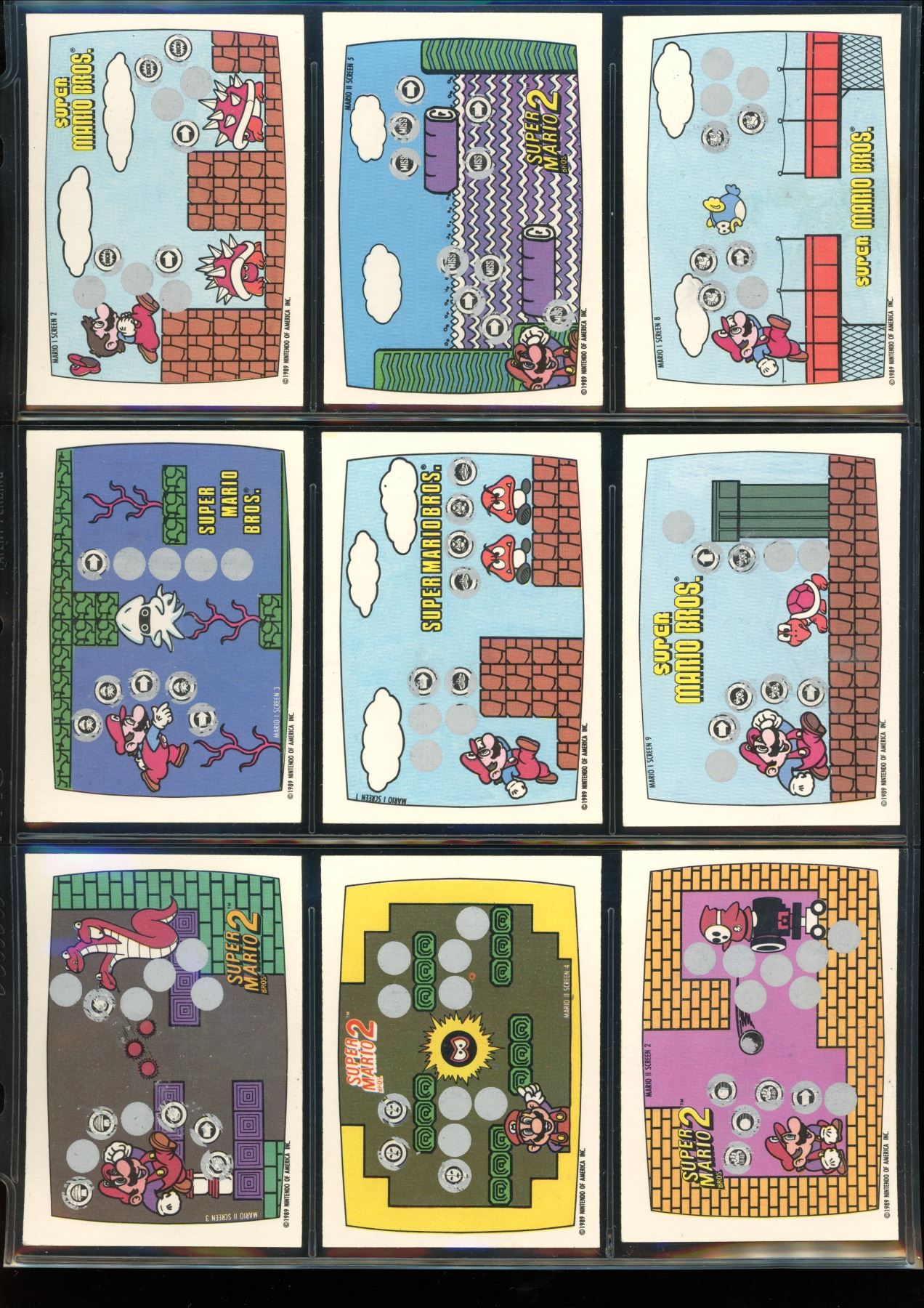 1989 Nintendo Scratch Off Cards Lot Of 9 Super Mario Bros & Super Mario 2
