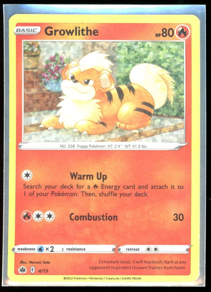 Pokemon Growlithe 4/15 Holo 2022 Pokemon Promo Card