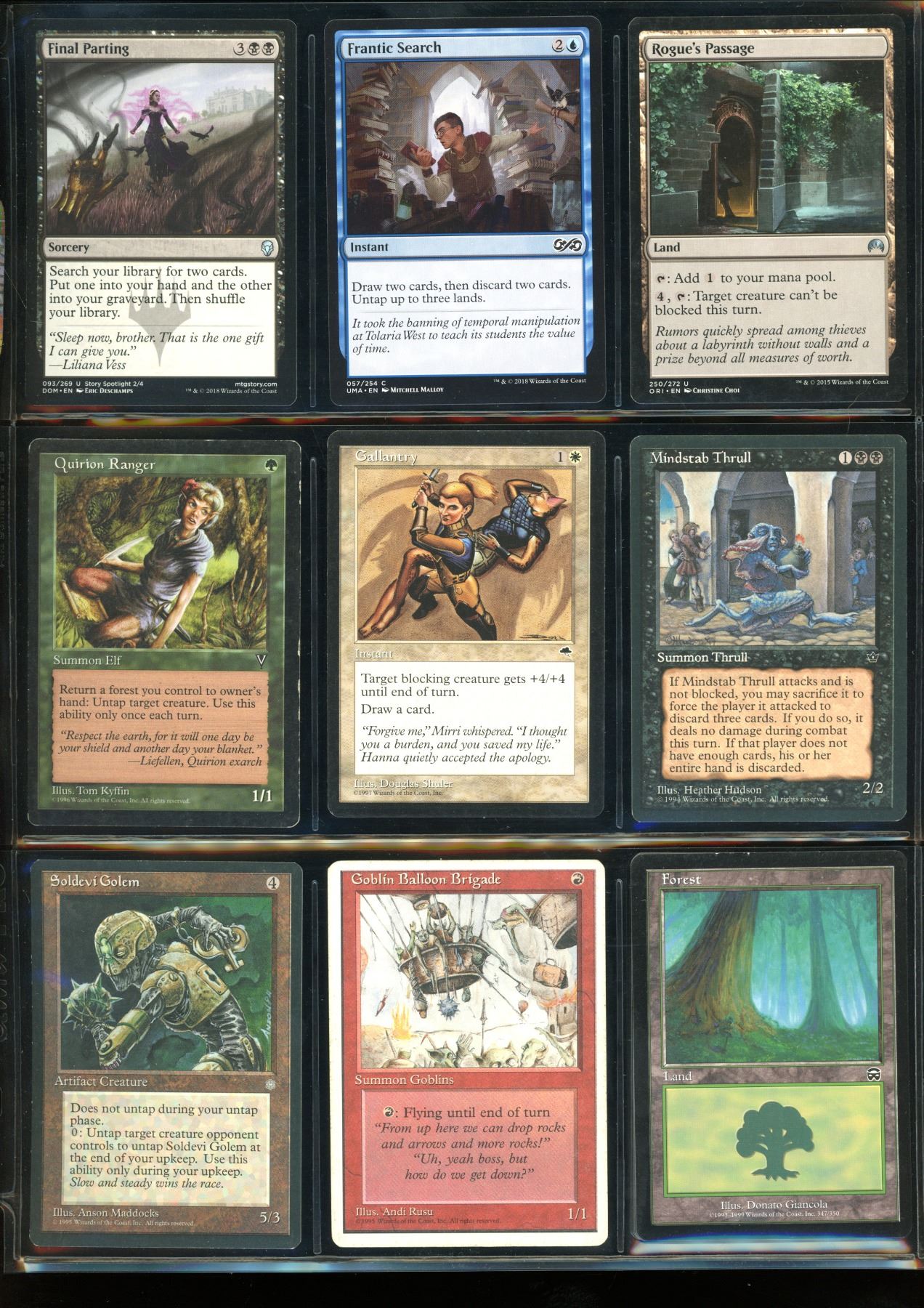 Lot Of 9 Various Magic The Gathering Cards Various Sets & Colors