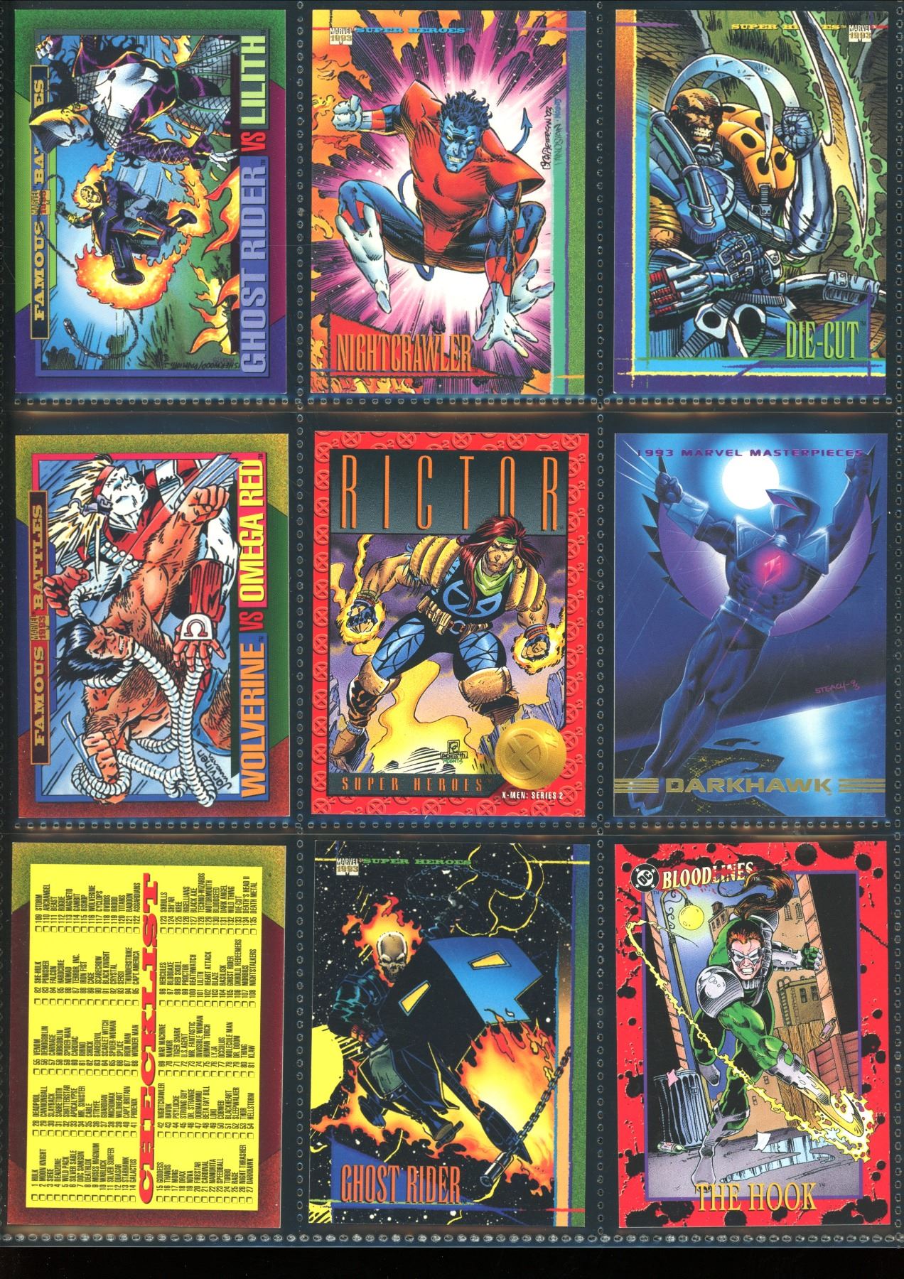 Lot Of 9 Various Marvel Collector Cards