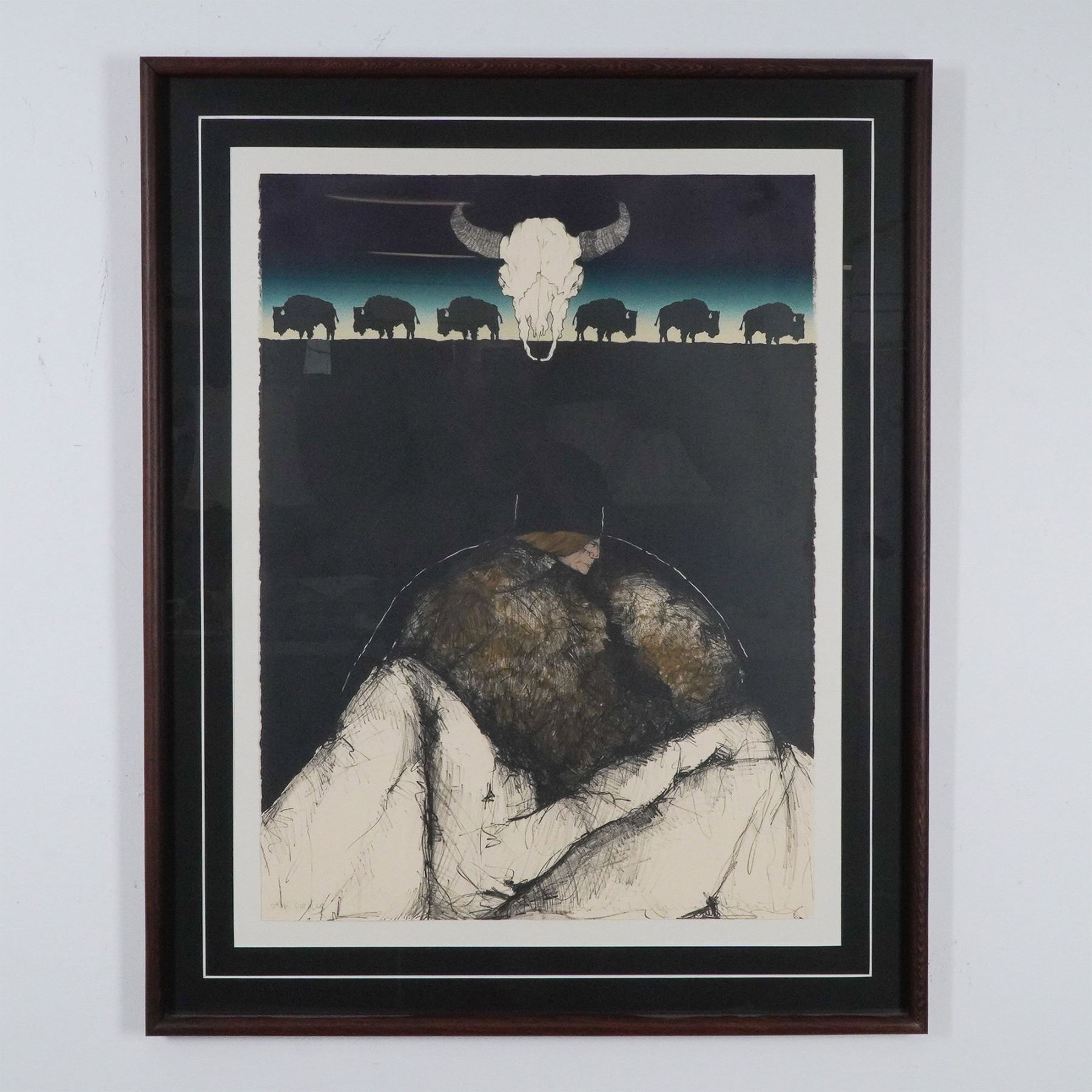 Amado Pena Jr. Limited Edition Lithograph, Buffalo Vision, Signed+Numbered