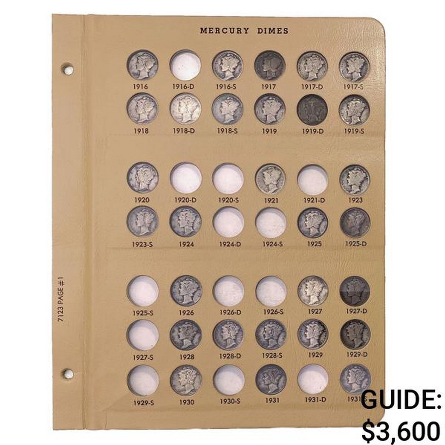 1916-1945 10C Mercury Album [63 coins]