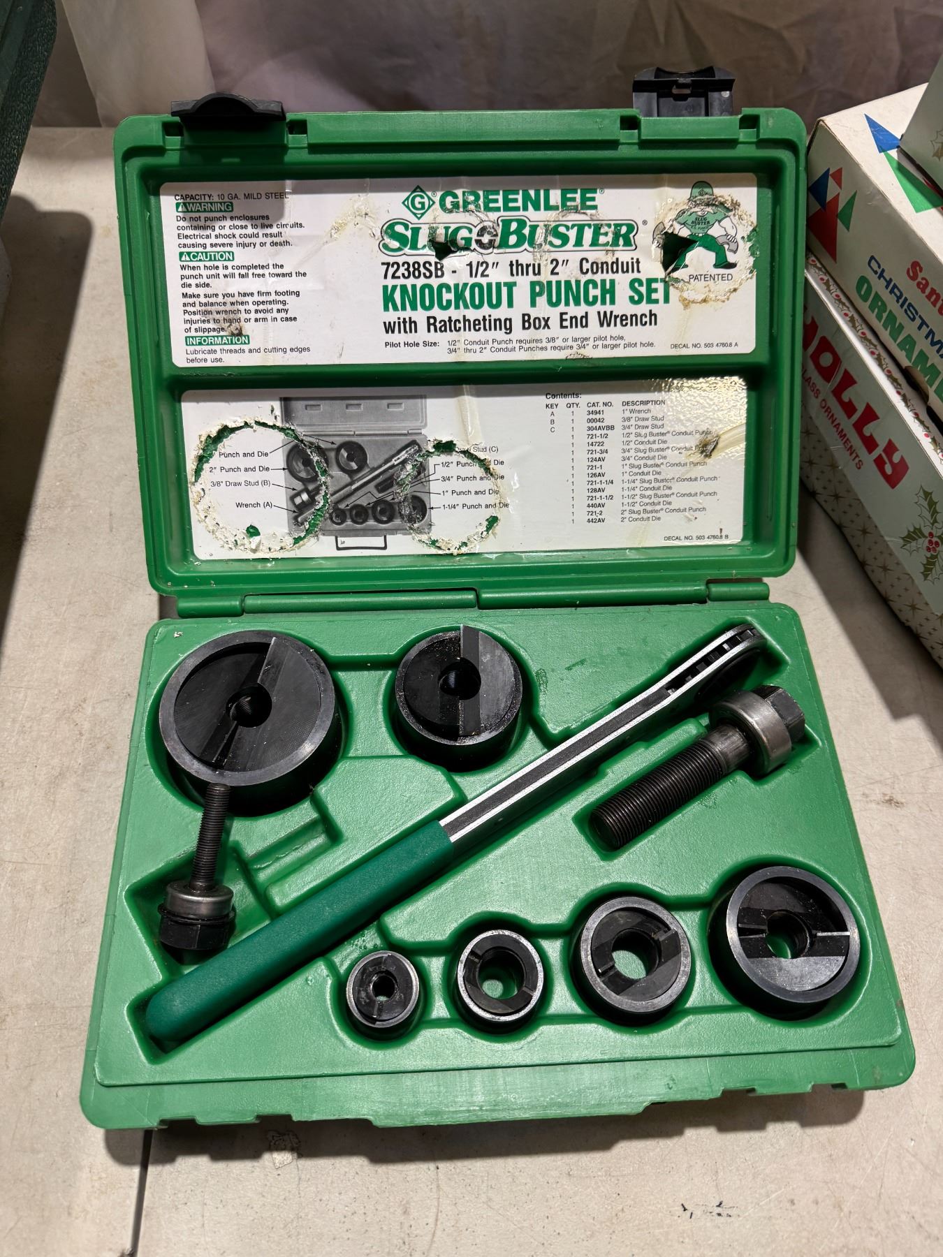 Greenlee knockout punch set with wrench driver for half inch through 2 ...