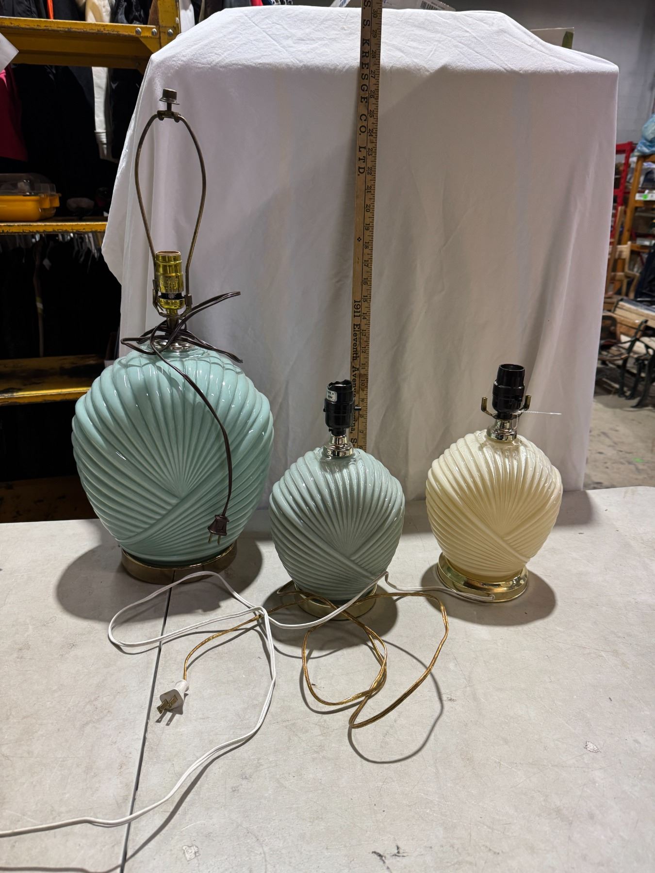 ART deco, glass shell lamps