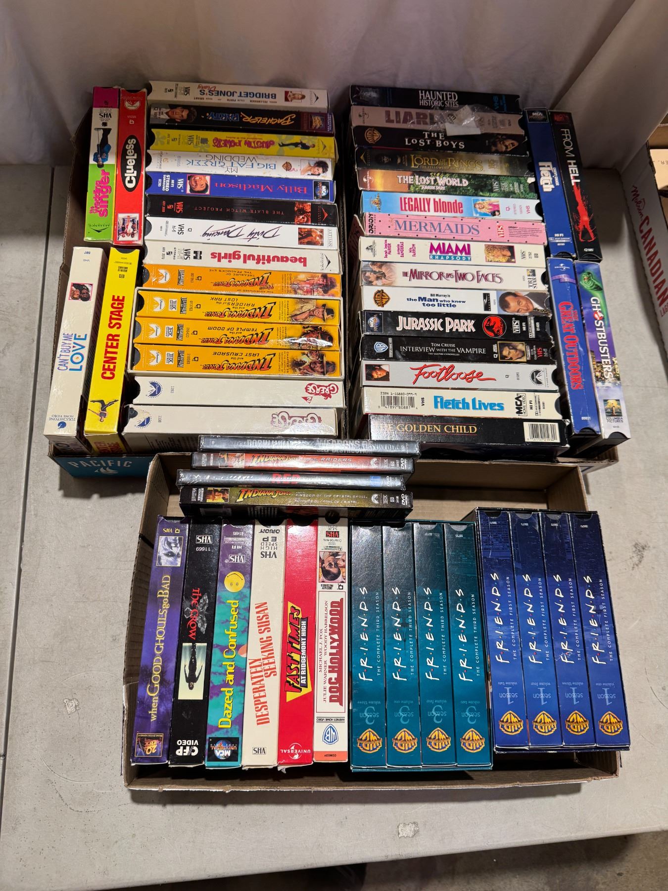 VHS movies and a few DVDs