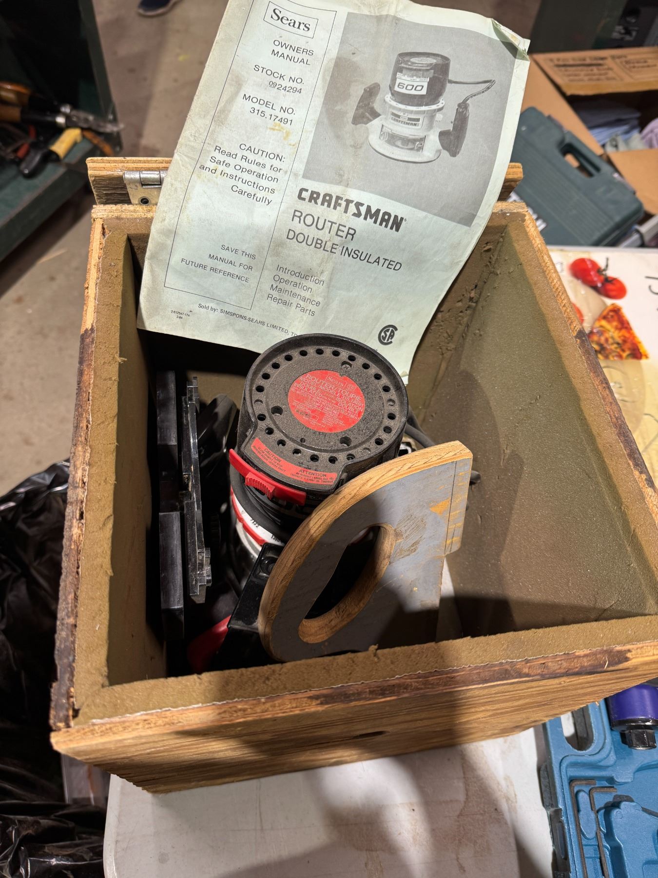Craftsman router in wood crate