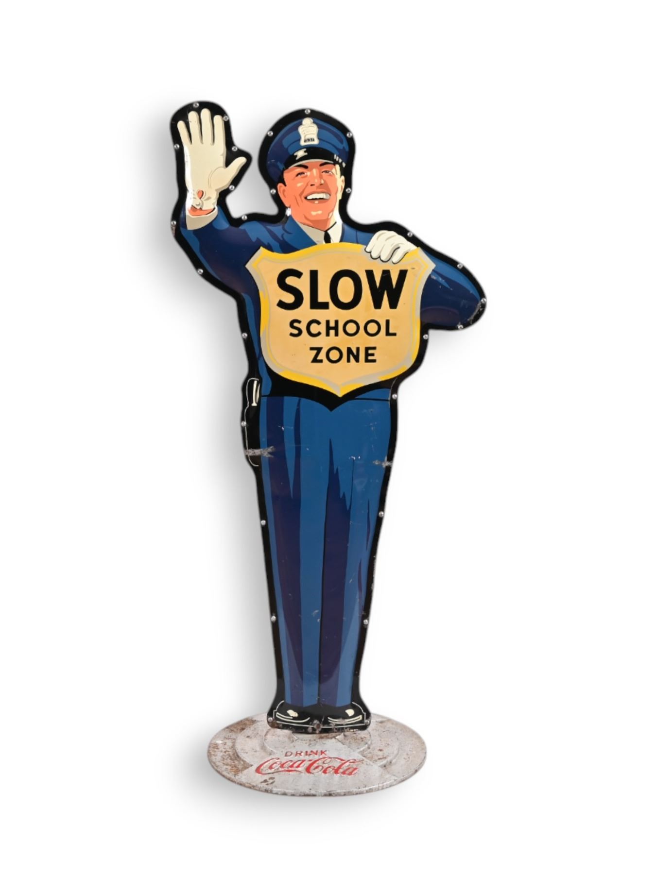 Coca-Cola Double Sided School Zone Policeman Sign
