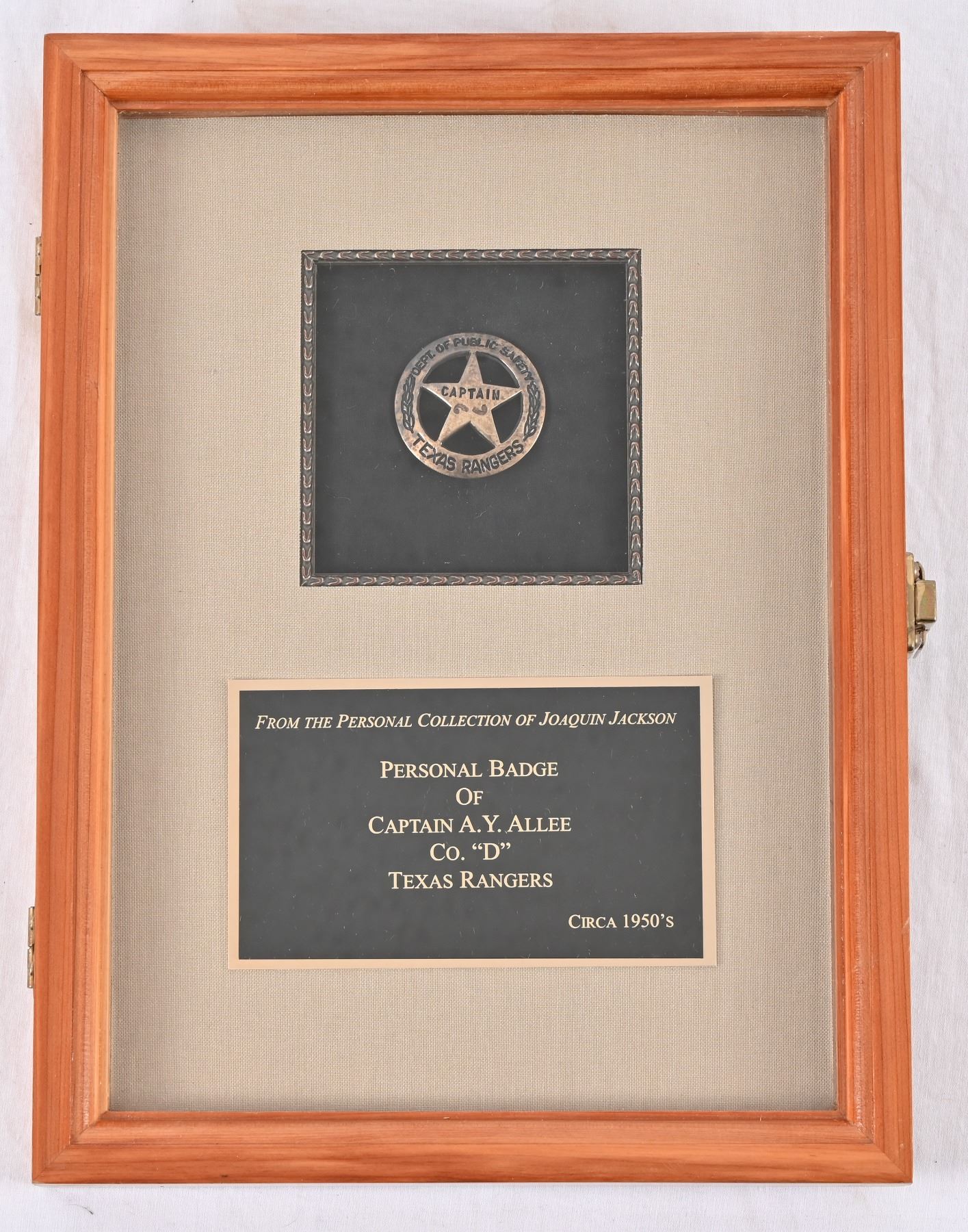 Texas Ranger Captain A.Y. Allee Co. "D" Badge