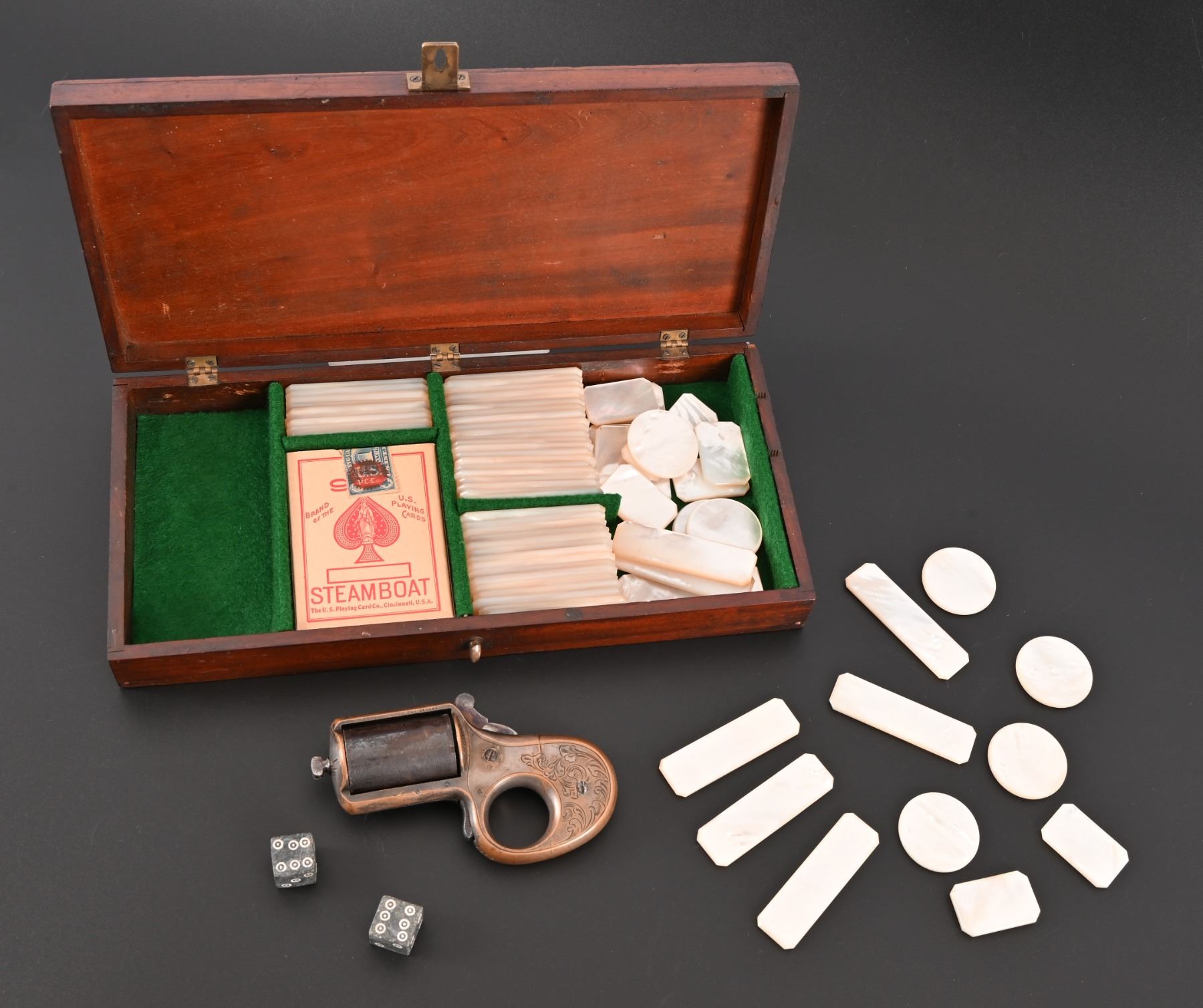 Engraved J. Reid Knuckle Duster Cased Gambler Set