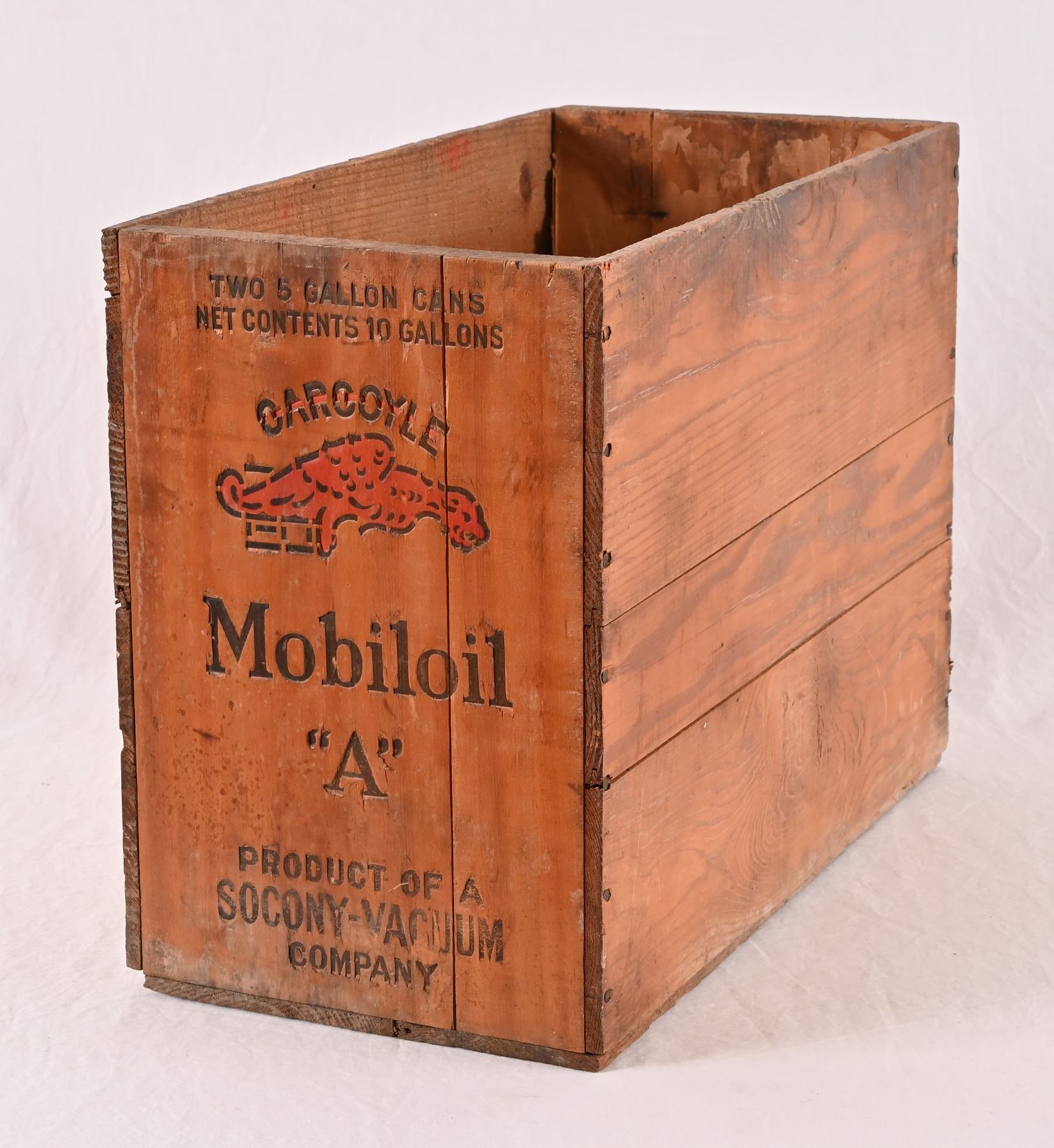 Vintage Mobiloil Gargoyle A Wooden Oil Crate