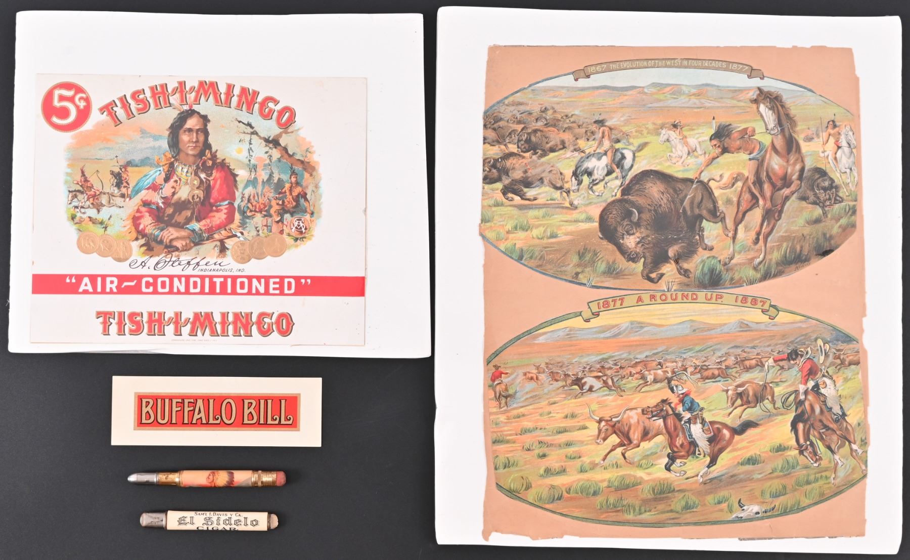 Vintage Western Cigar Lithograph Labels