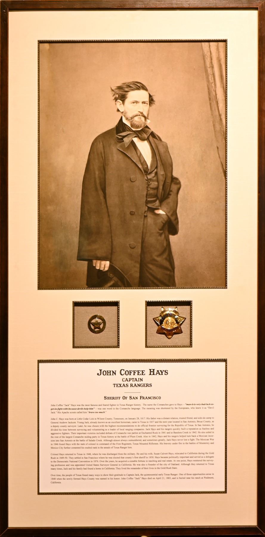 Texas Ranger Col. John Coffee Hays Photo & Badges