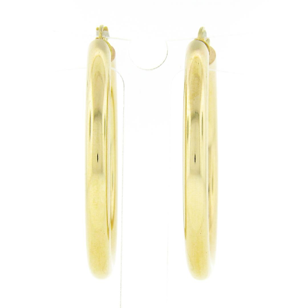 NEW Classic 14K Yellow Gold 3.9mm Wide Plain Polished Round Hoop Snap ...