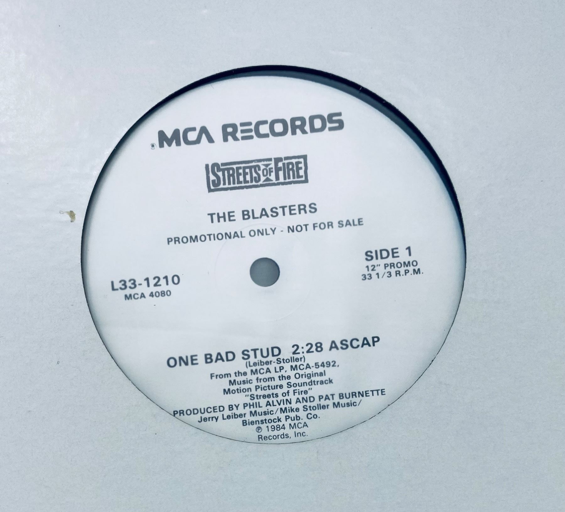 The Blasters – One Bad Stud 12" Promo Single (1984 MCA, Streets of Fire ...