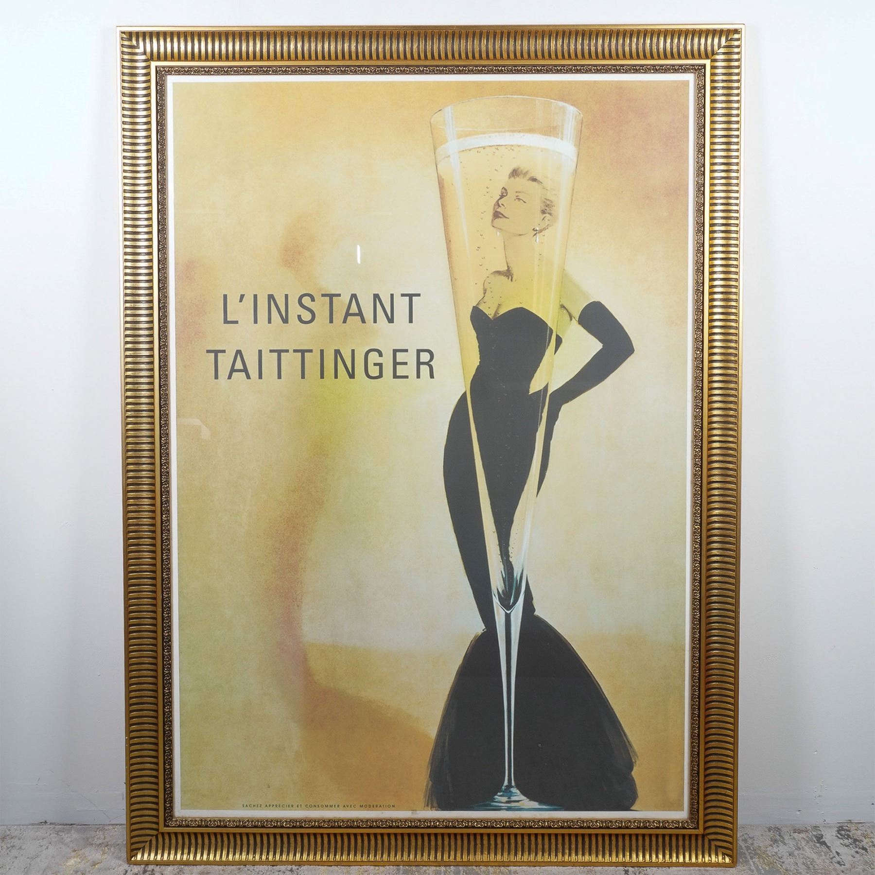 Massive Framed L'Instant Taittinger Champagne Poster