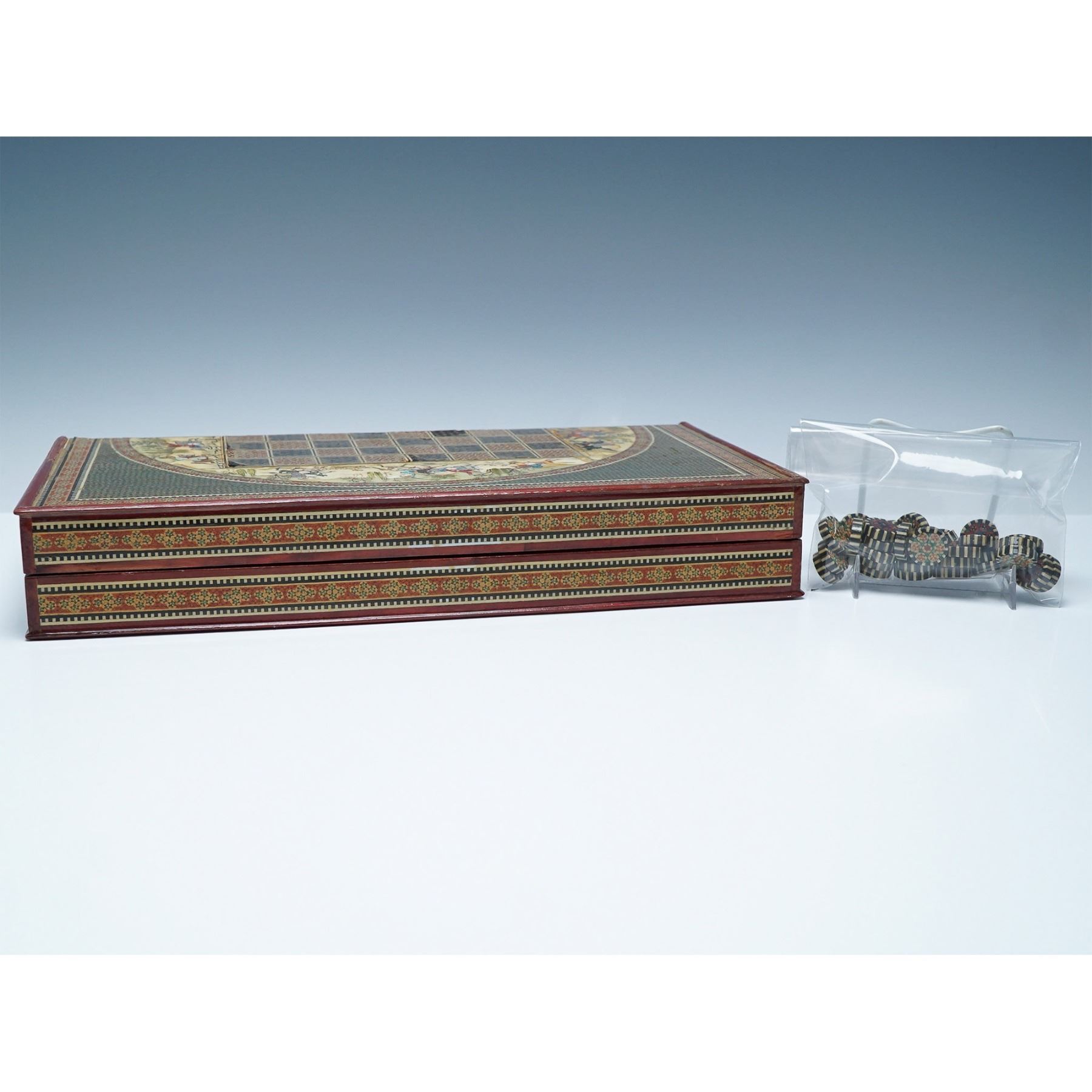 Persian Khatam Kari Backgammon & Chess Set with Micro Mosaic Inlay