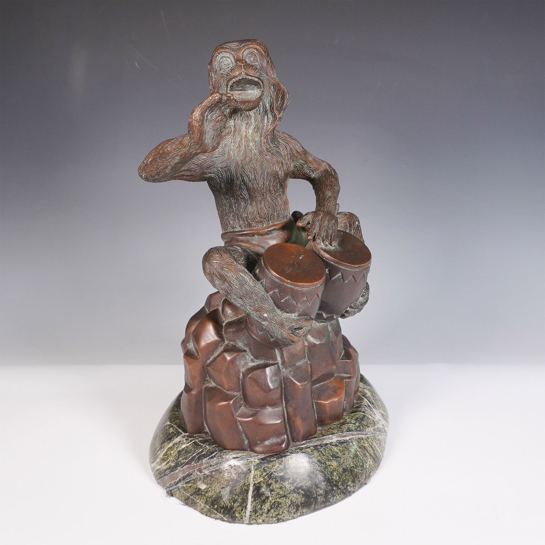 Theodore and Alexander Bronze Monkey Bongo Drummer Sculpture