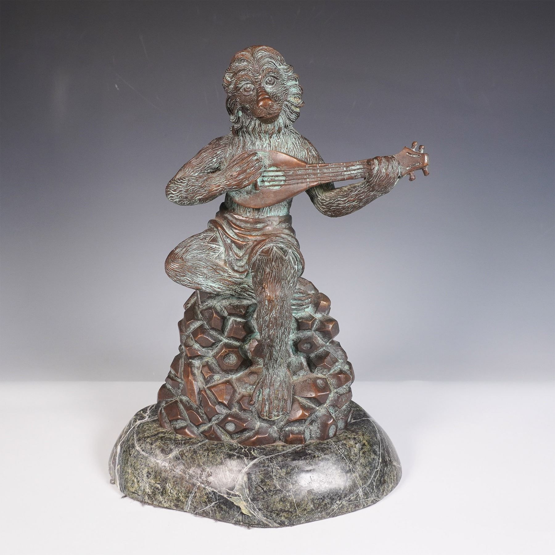 Theodore and Alexander Bronze Monkey Lute Player Sculpture