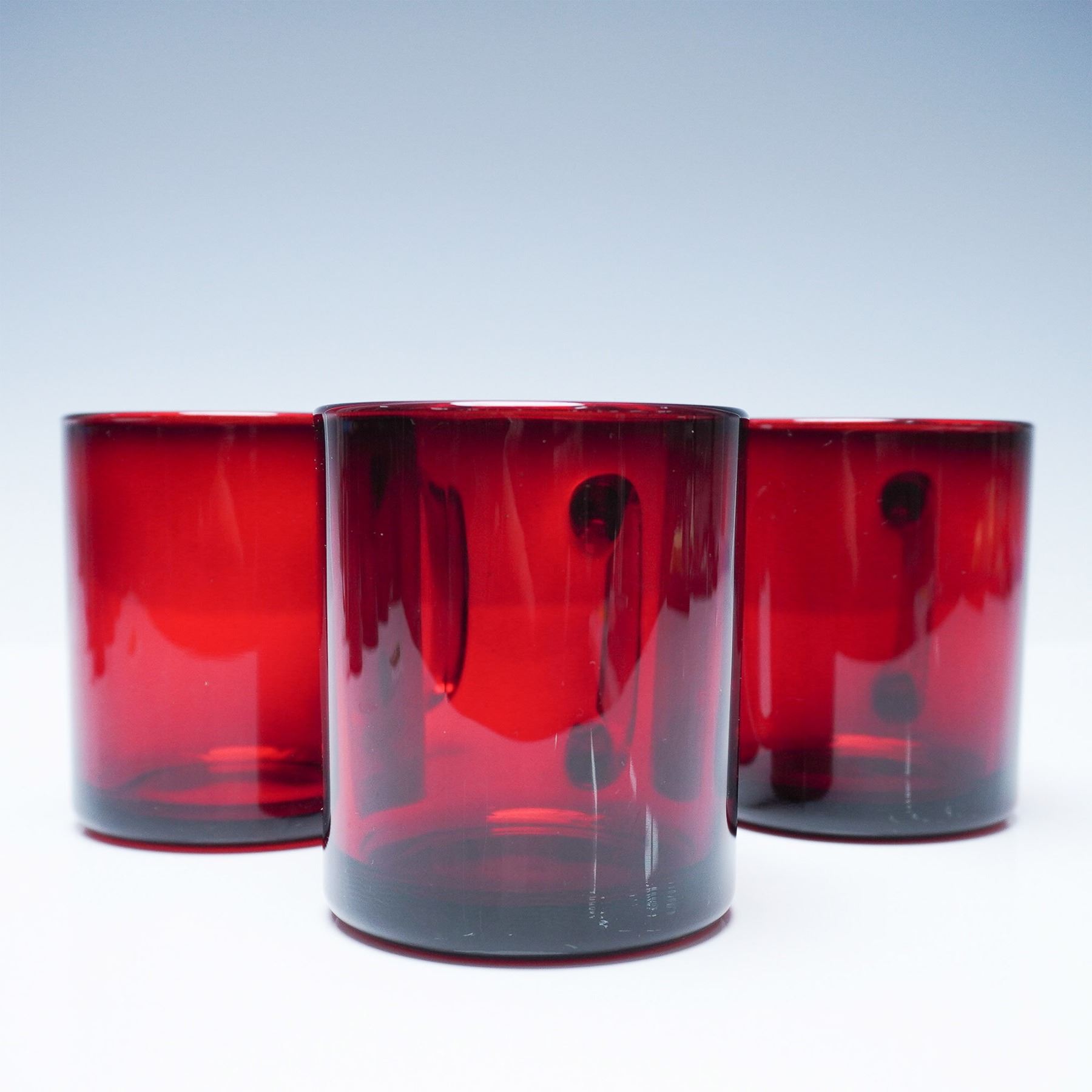 8pc French Ruby Red Glass Mug Set