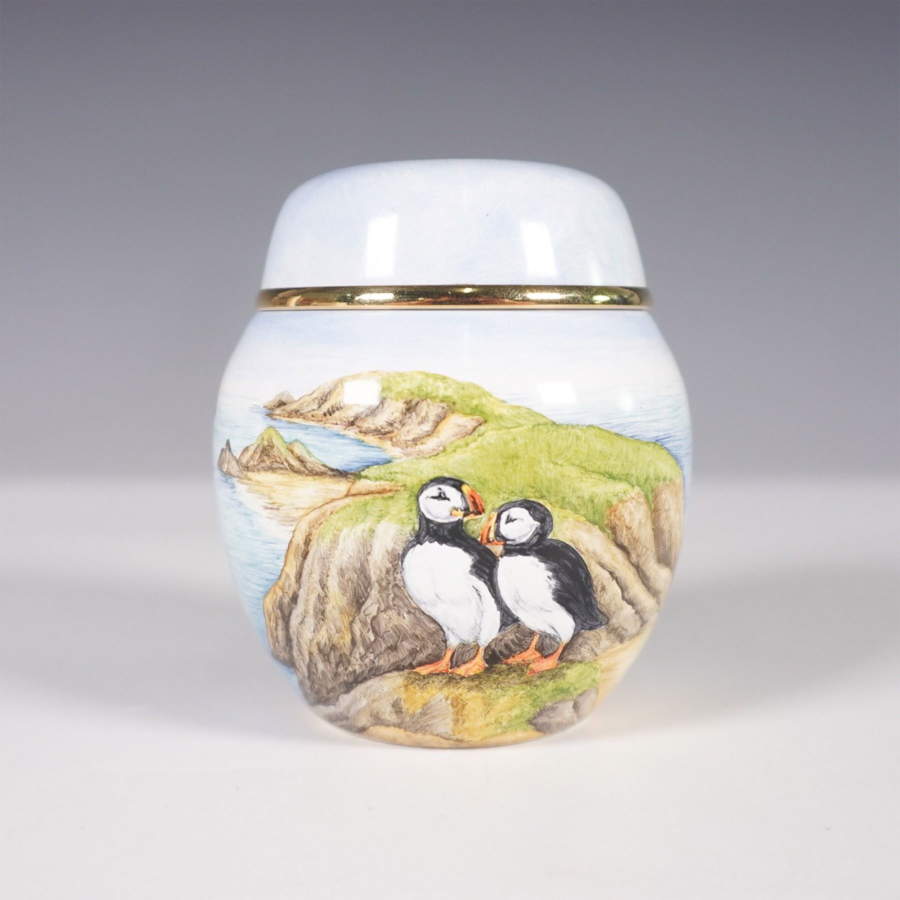 Elliot Hall Enamels Puffin Lidded Jar Limited Edition