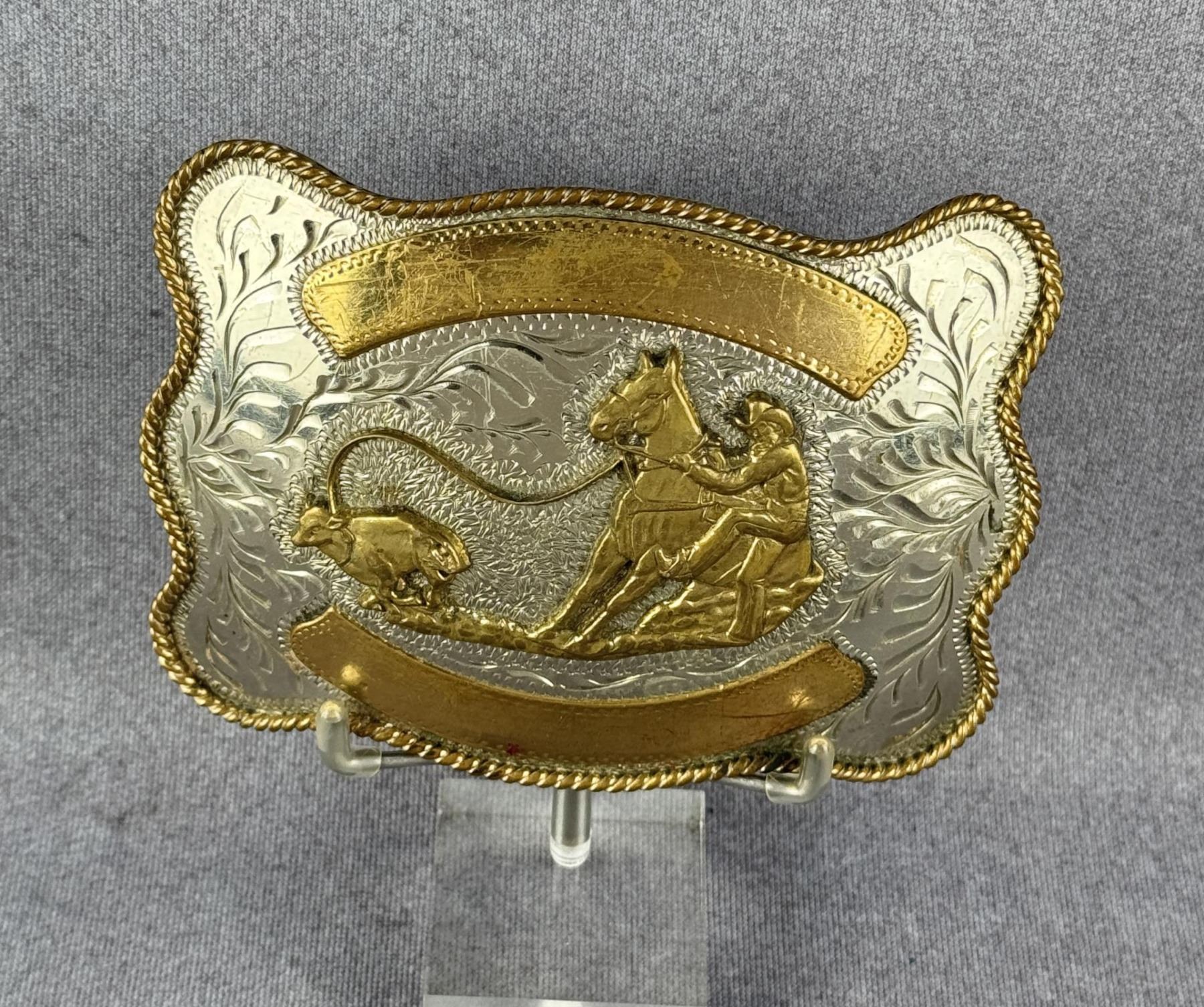 Montana Rodeo Calf Roping Cowboy Belt Buckle