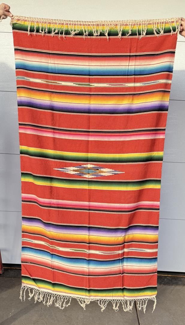 Antique Mexican Wool Serape Saltillo Blanket