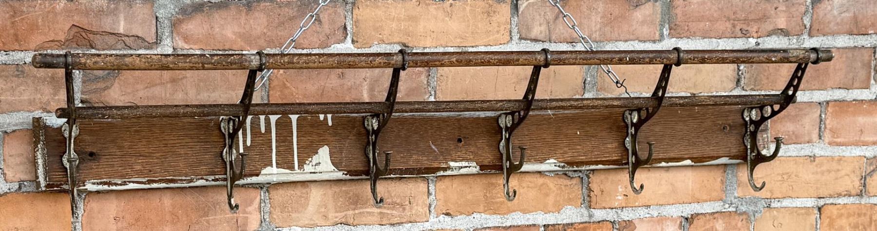 Antique Oak Railroad Coat Luggage Rack