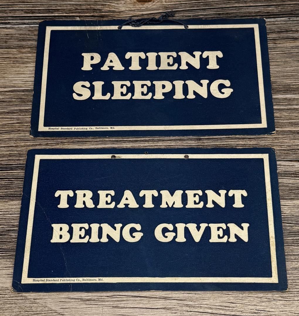 Antique Mental Hospital Room Status Signs