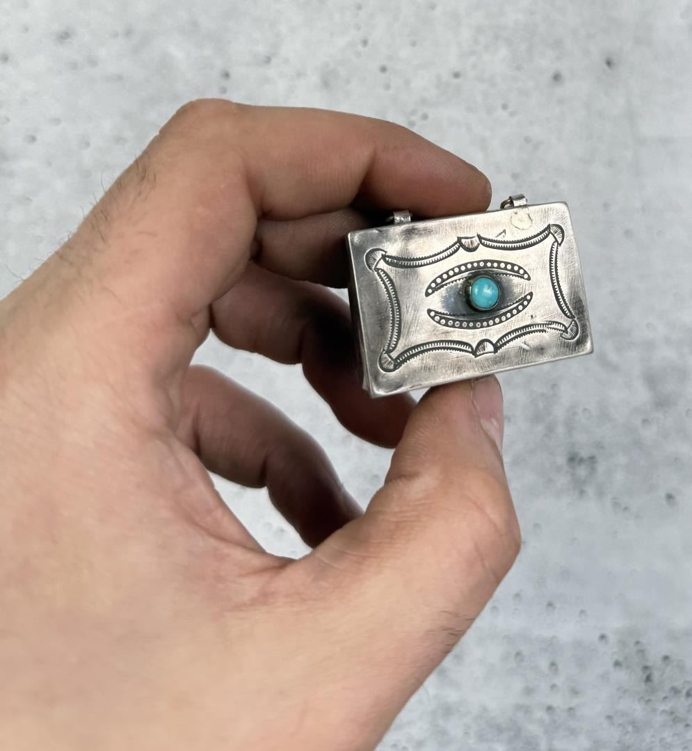 Navajo Sterling Silver Turquoise Pill Box