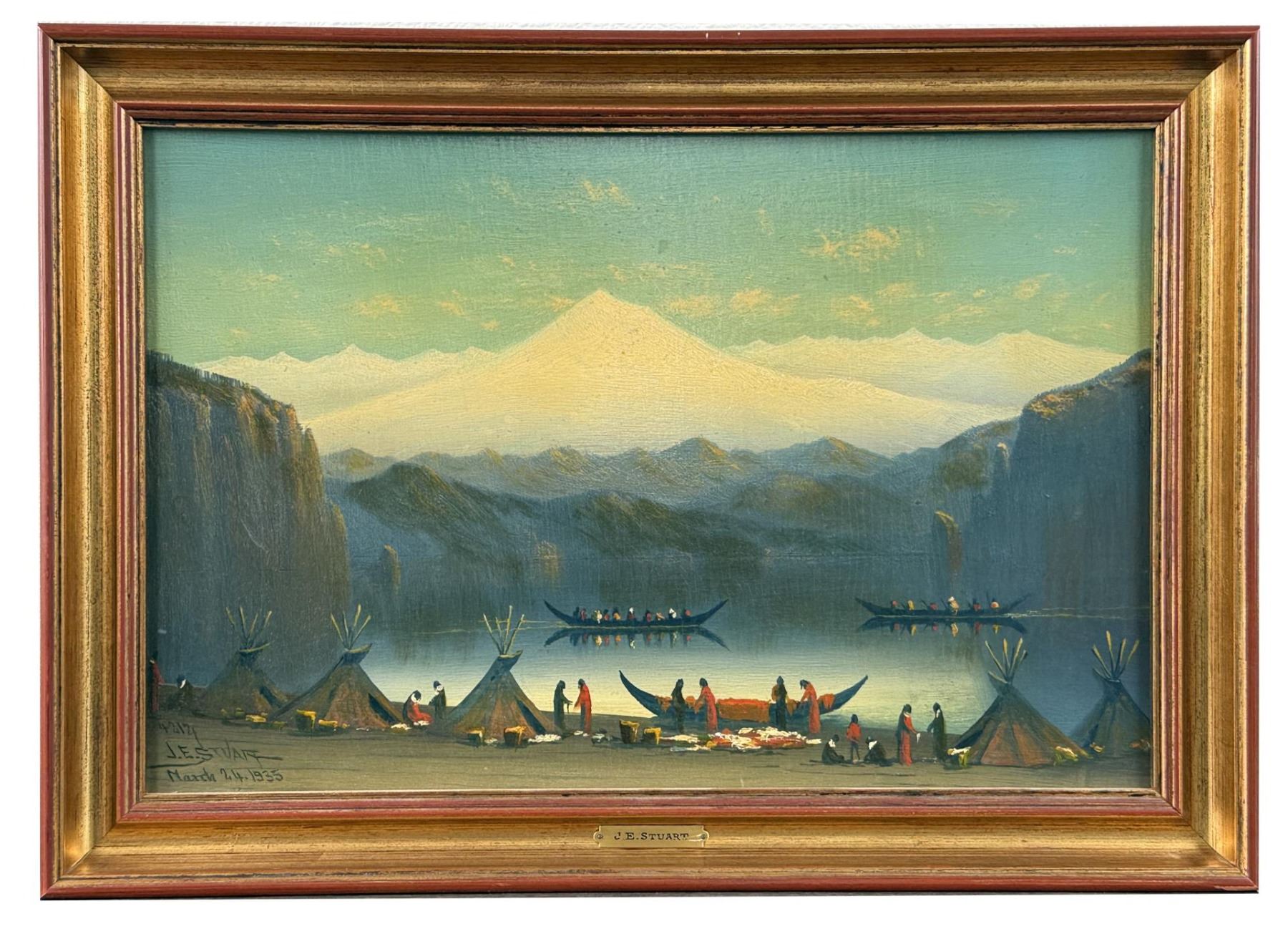 James Everett Stuart Alaska Indian Camp Painting