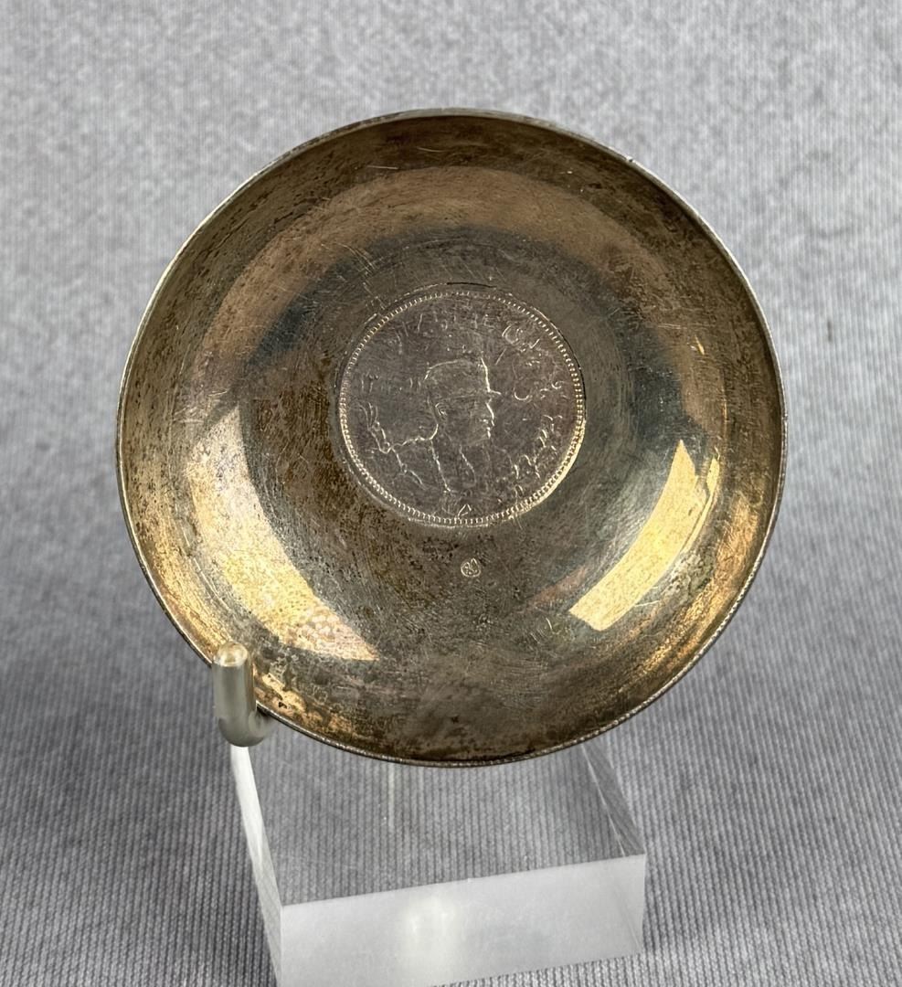 Antique Iranian Silver Dinar Coin Dish