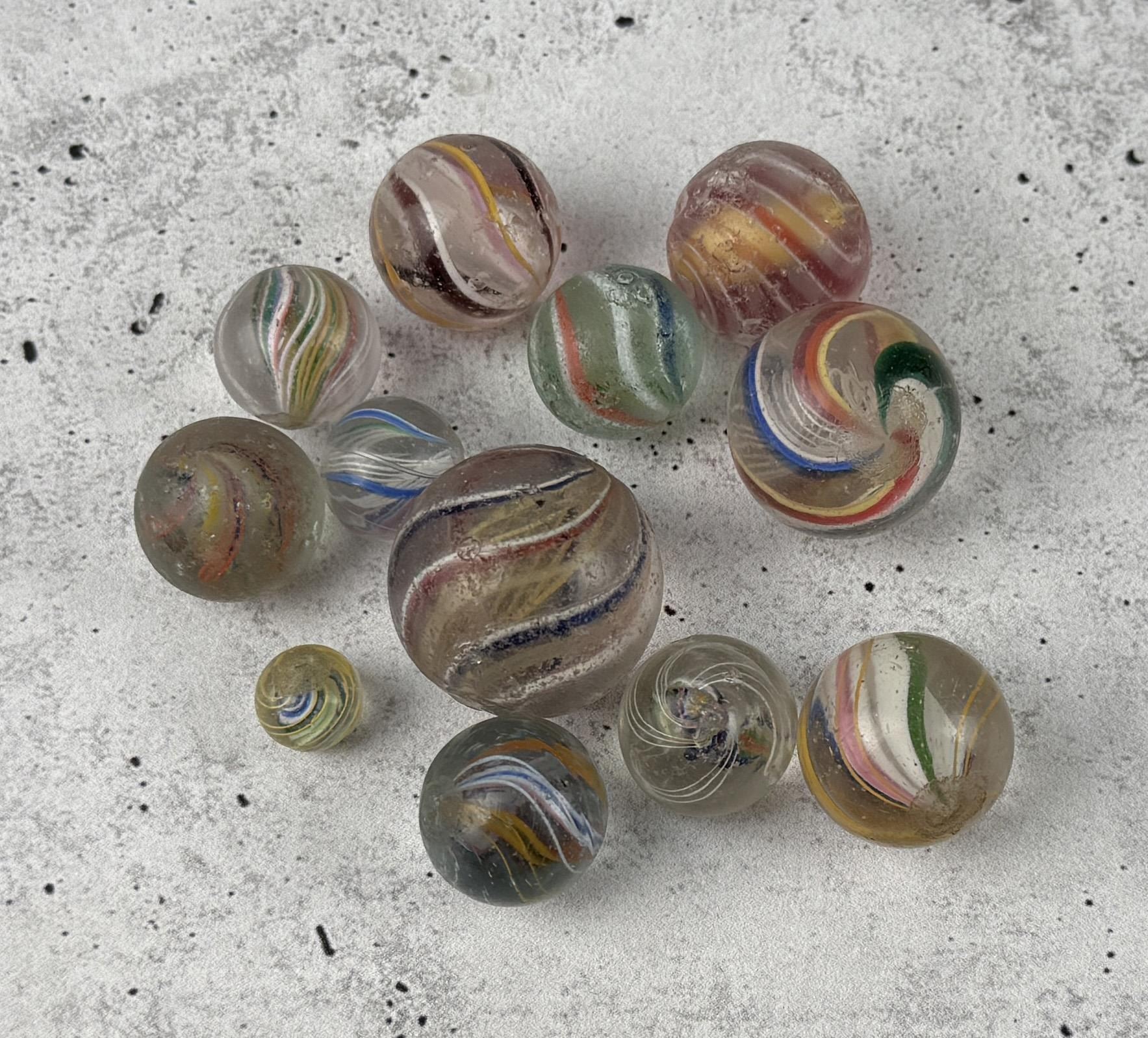 Antique Handmade Blown German Swirl Marbles