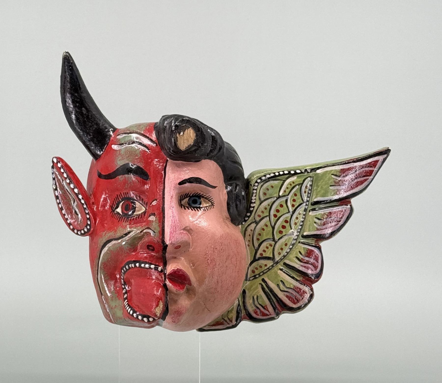 Antique Mexican Folk Art Angel Devil Mask