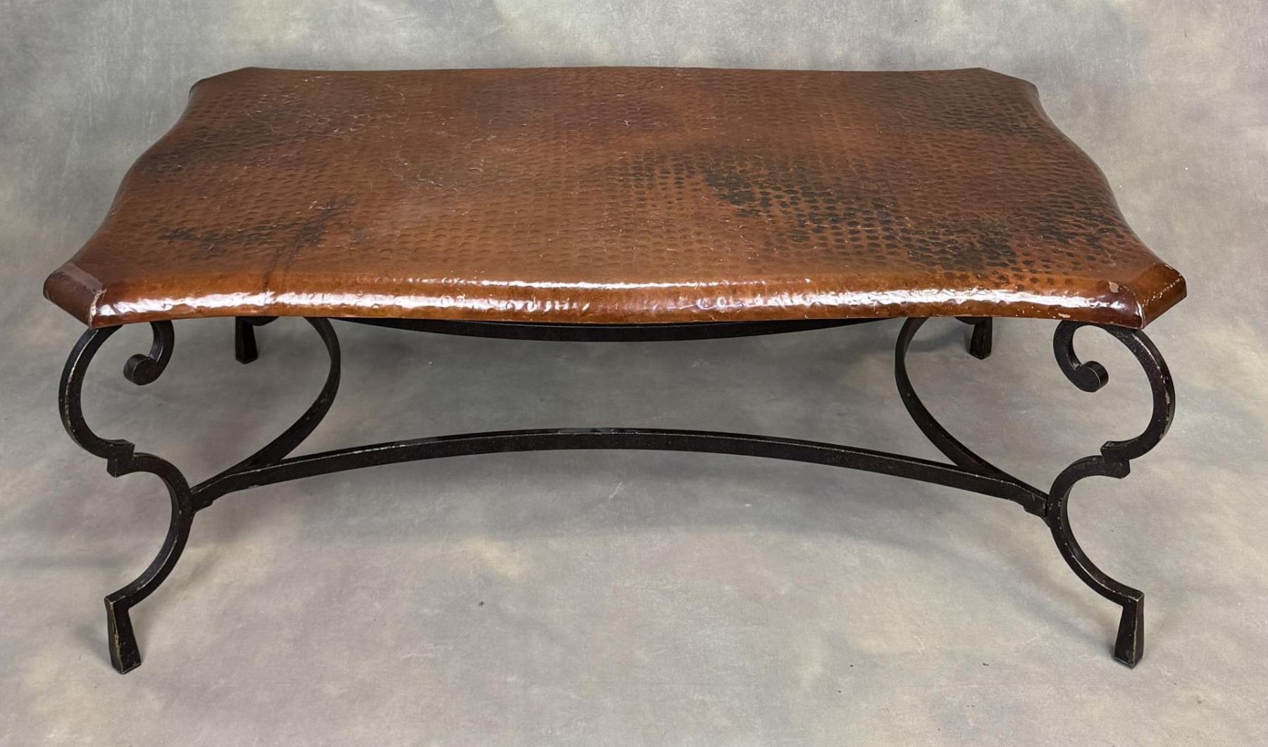 Mexican Hammered Copper Top Table