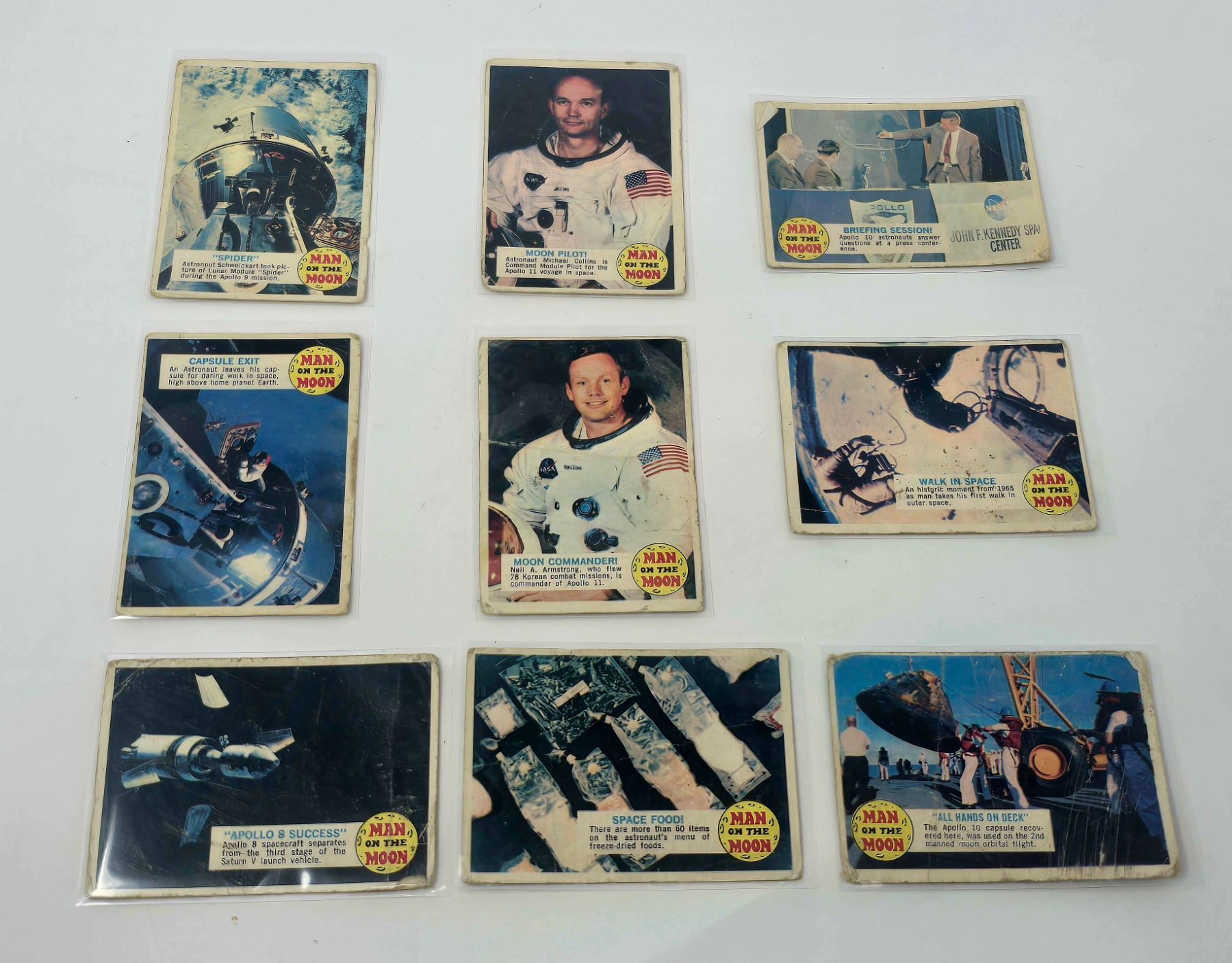 1969 'Man on the Moon' Vintage NASA Cards (9 pcs)